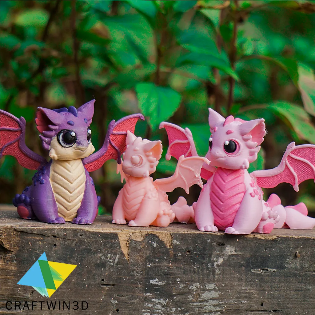 Characters & Creatures STL Download - Print in place Baby Dragonby ...