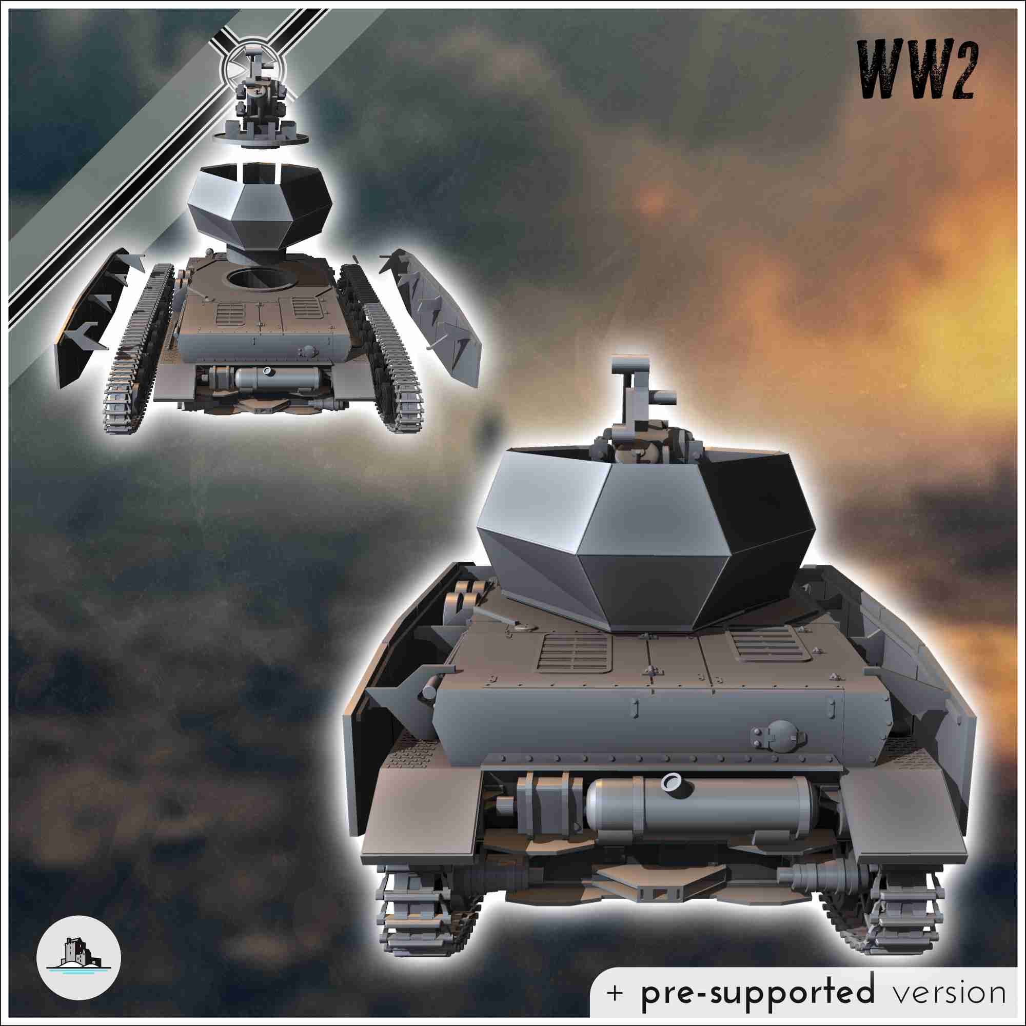 Flakpanzer IV AA Wirbelwind - miniatures tank ww2 flames war | 3D ...