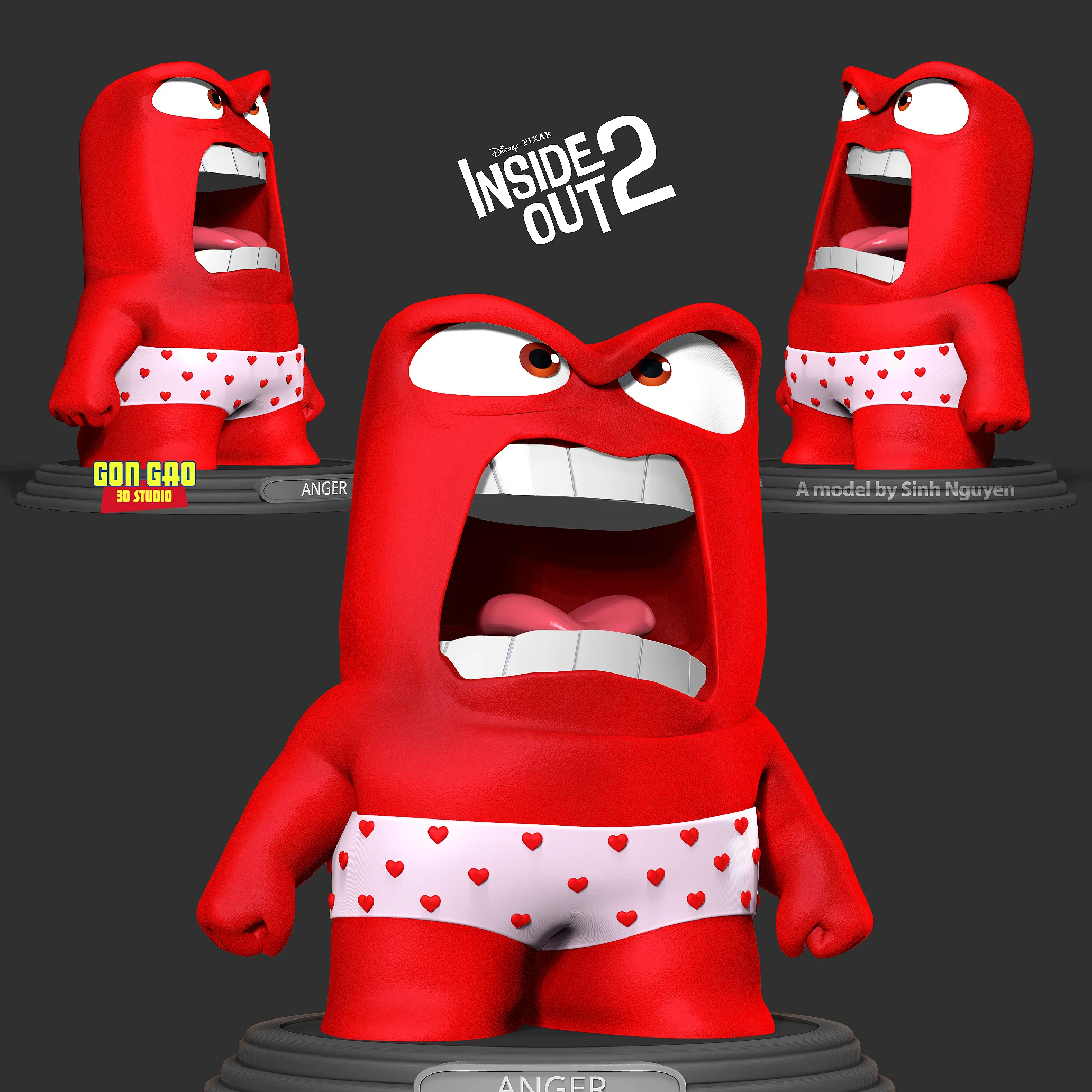 Characters & Creatures STL Download - Anger with shorts - Inside Out 2 ...