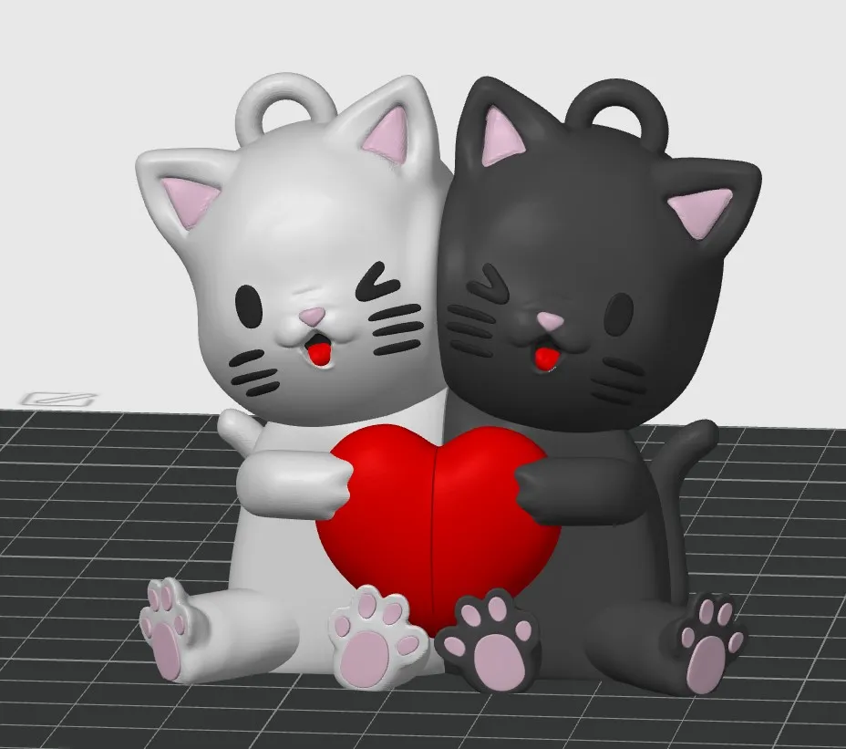 Personal Accessories STL Download - Kitties Couple Keychain.by Chris Raider
