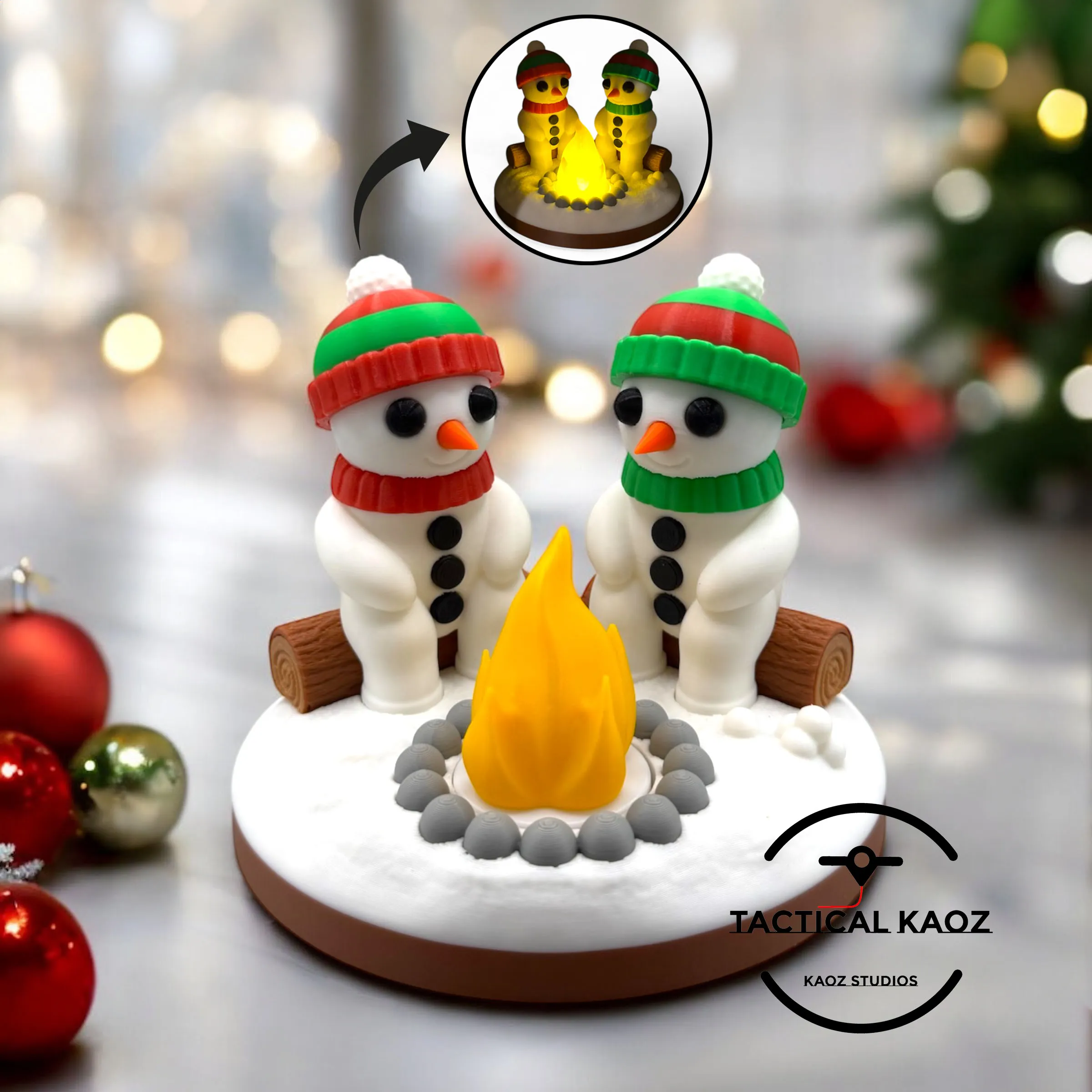 Home Decorations & Ornaments STL Download - Snowman Campfire Scene ...