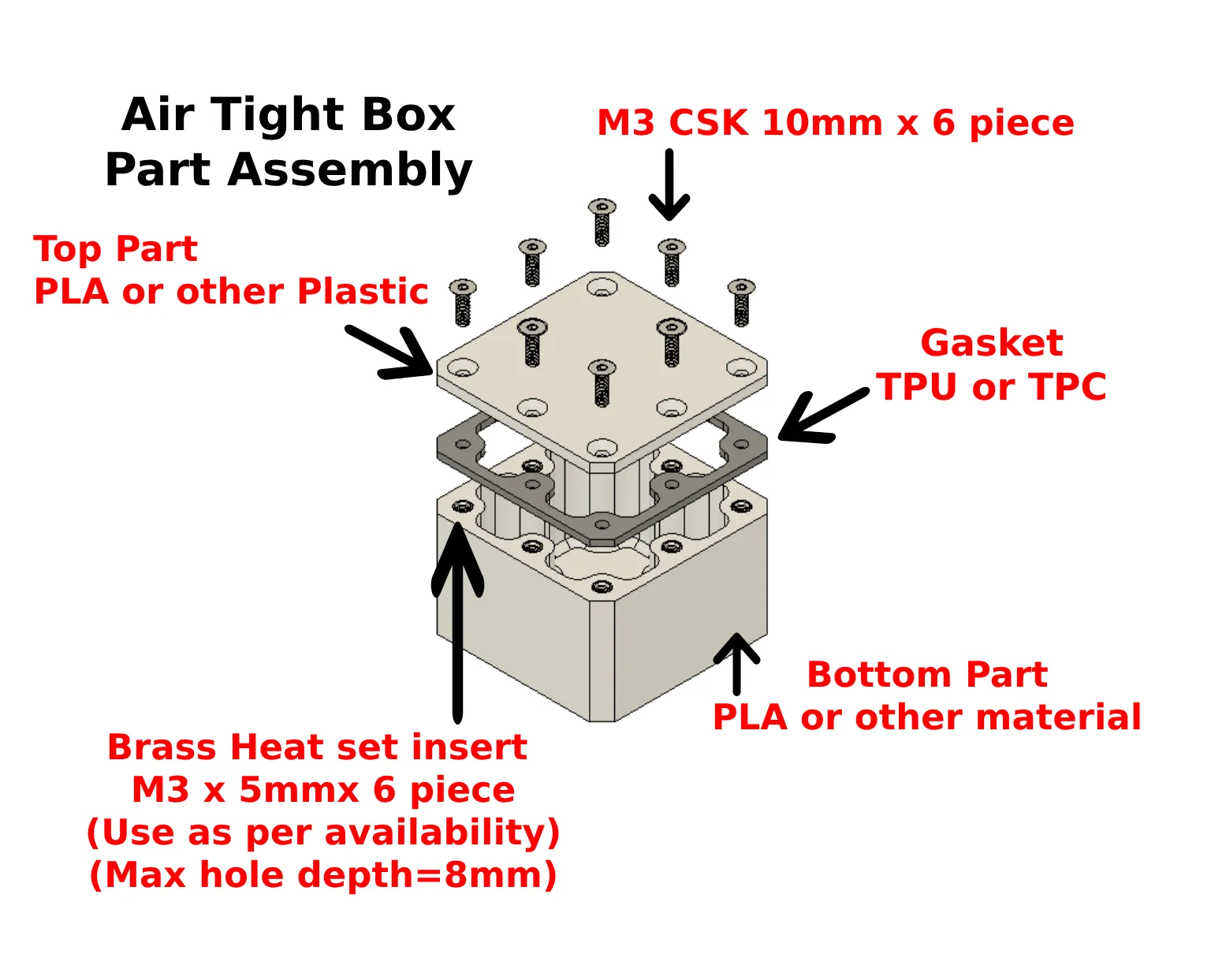 Tools & Spare Parts STL Download - Box 60x60x30 mmby XP3Design
