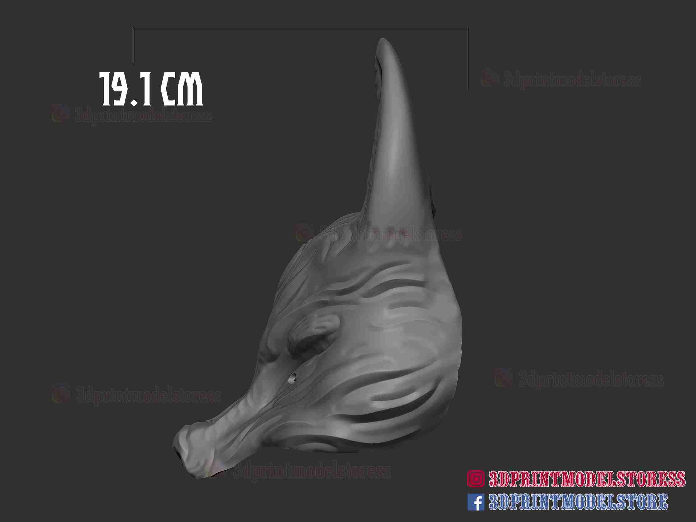 Demon Kitsune Fox Mask - Japanese Oni Samurai Cosplay | 3D models ...