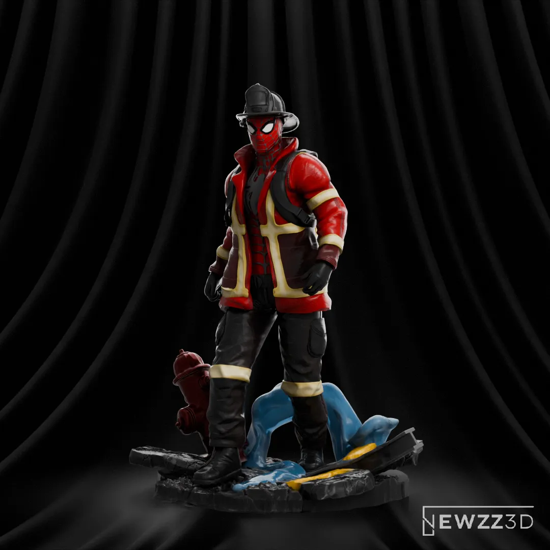 Characters & Creatures STL Descarga - Firefighter Spider-Man - Newzz3D