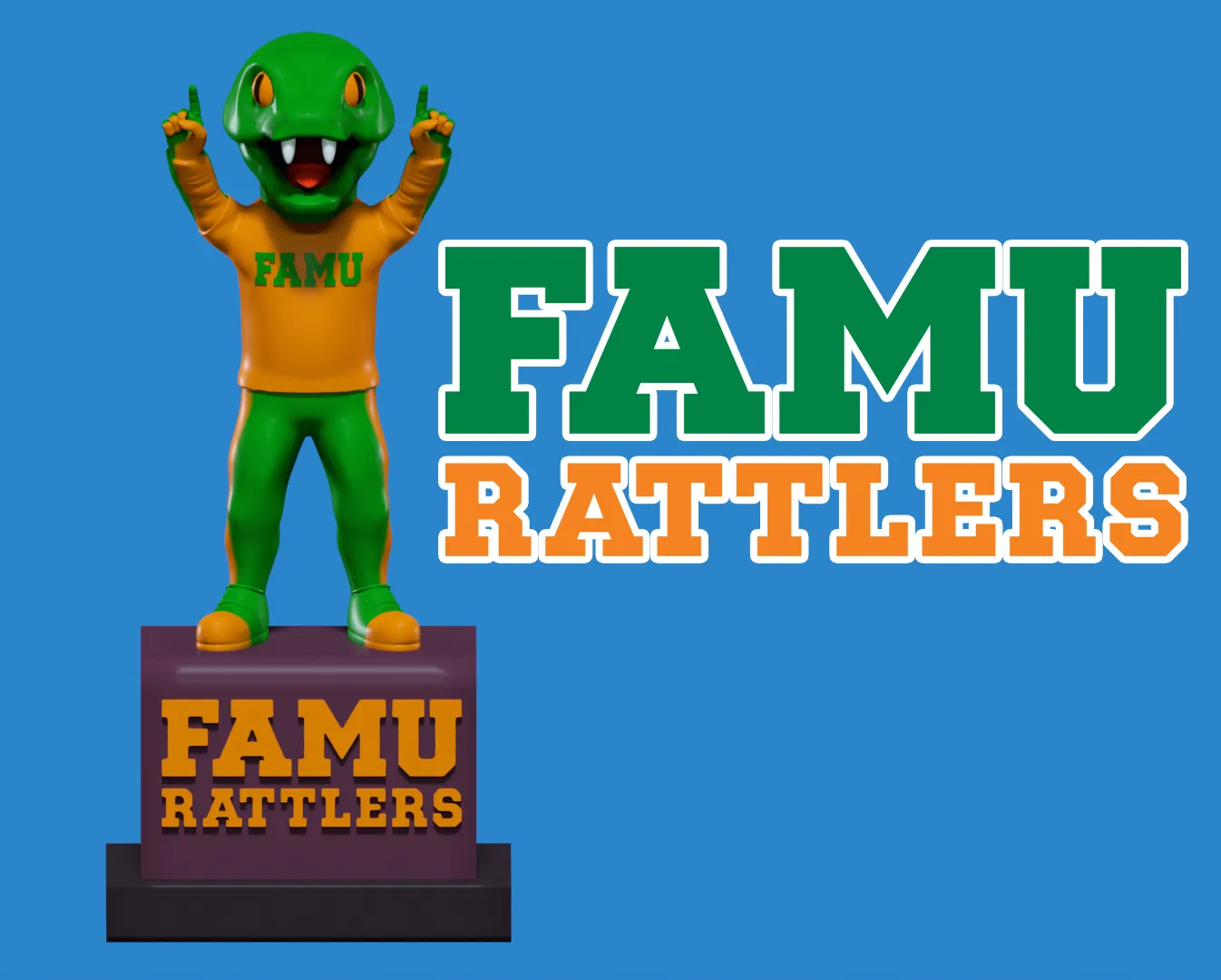 Other STL Download - NCAA - Florida A&M Rattlers football mascot statue ...