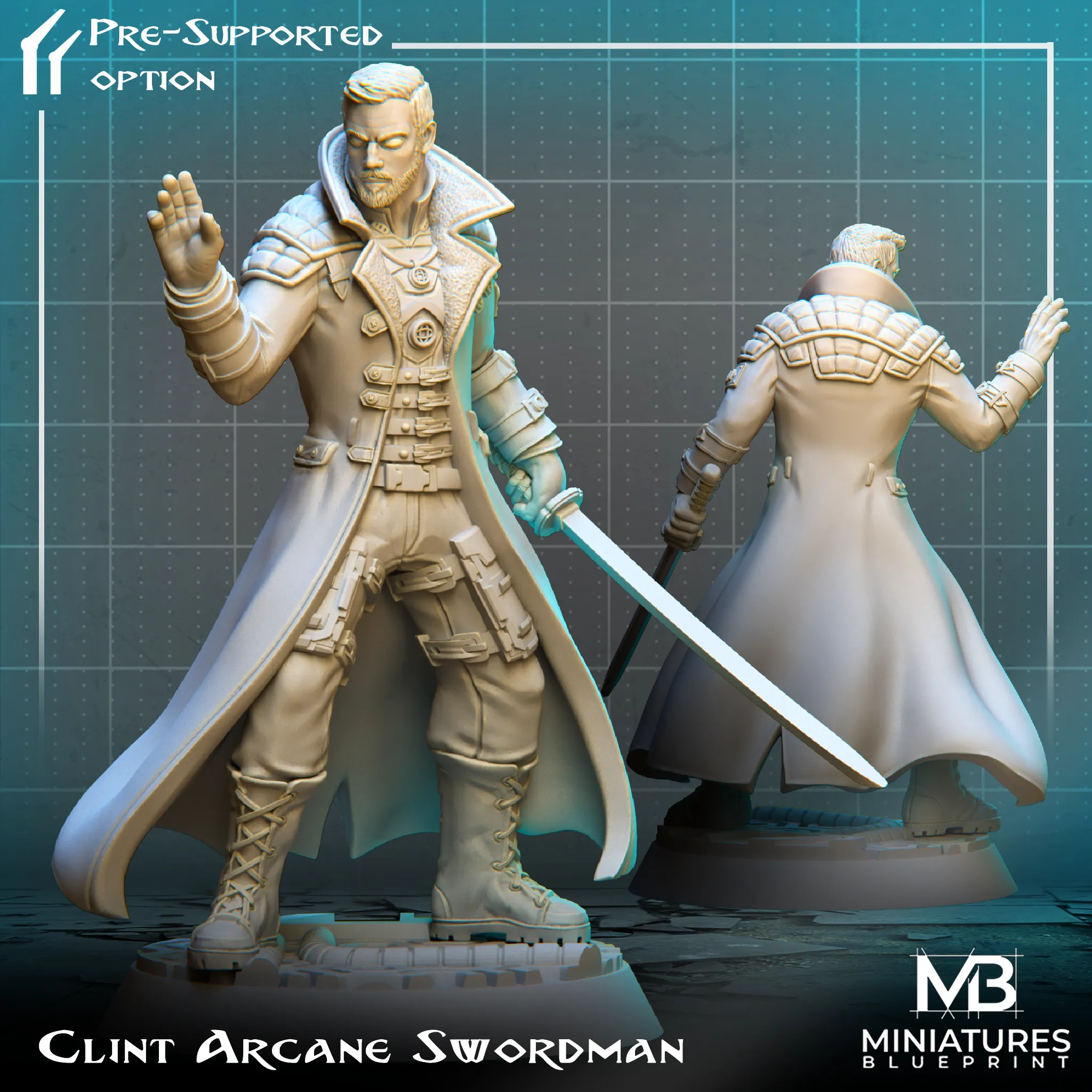 Characters & Creatures STL Download - Clint Arcane Swordmanby ...