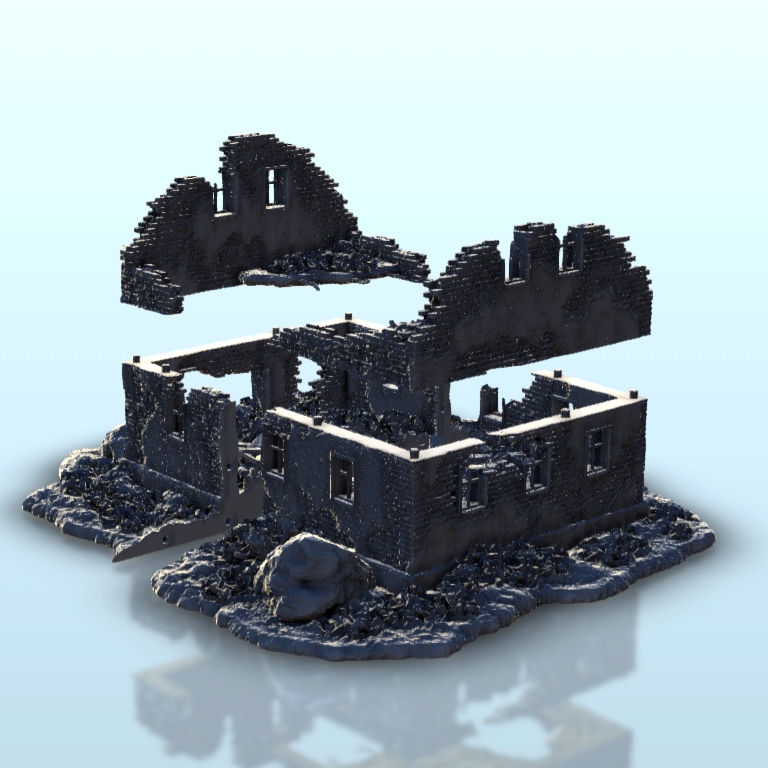 Ruined building 8 - WW2 Terrain scenery diaroma | 3D models download ...