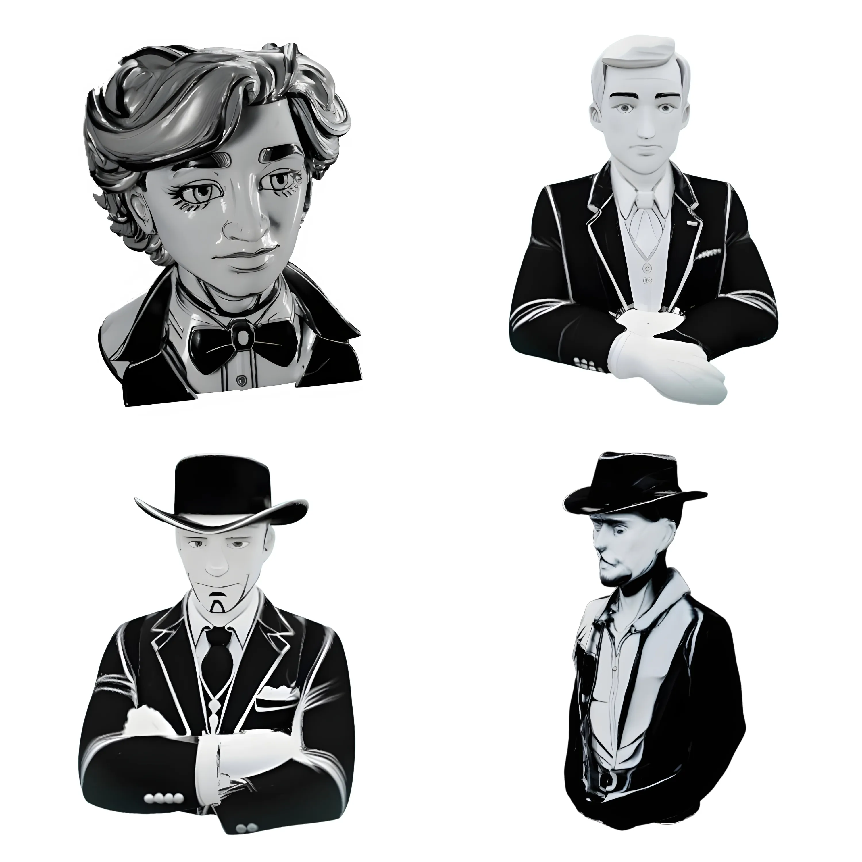 Noir Character Collection - Vintage Gentleman Busts | 3D models ...