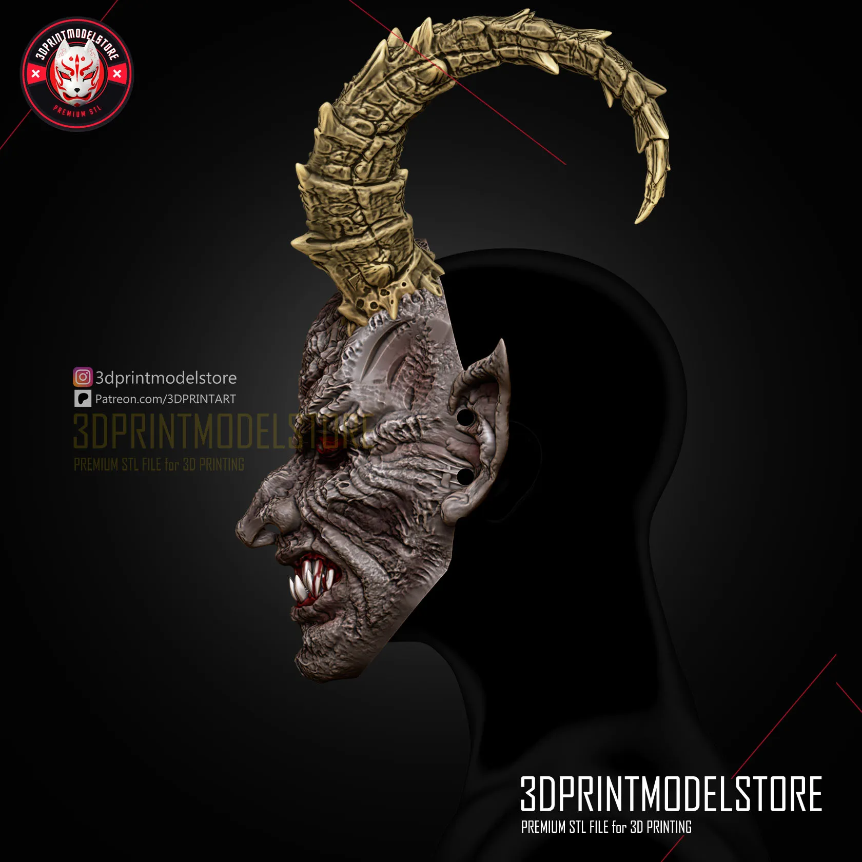 Cosplay STL Download - Krampus Mask - Premium STL for Cosplay - Horror Halloweenby 3DPRINTMODELSTORE