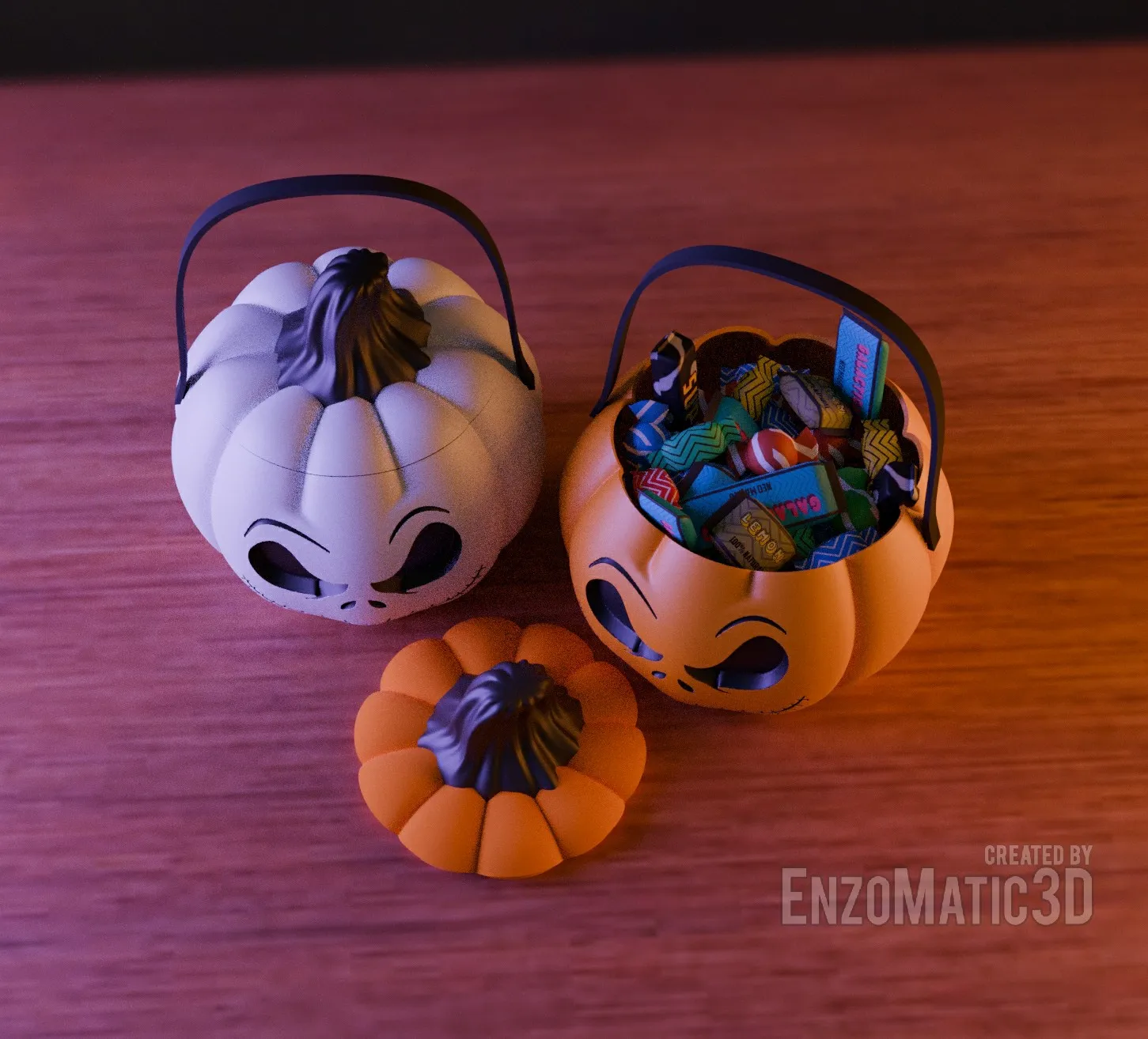 Pumpkin jack Candy bucket trick or treat Halloween STL 3MF | 3D models ...