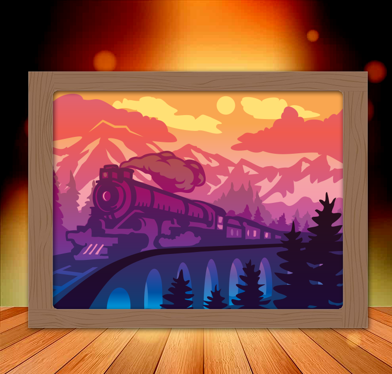Old Train lightbox (shadow box) | 3D models download | Creality Cloud