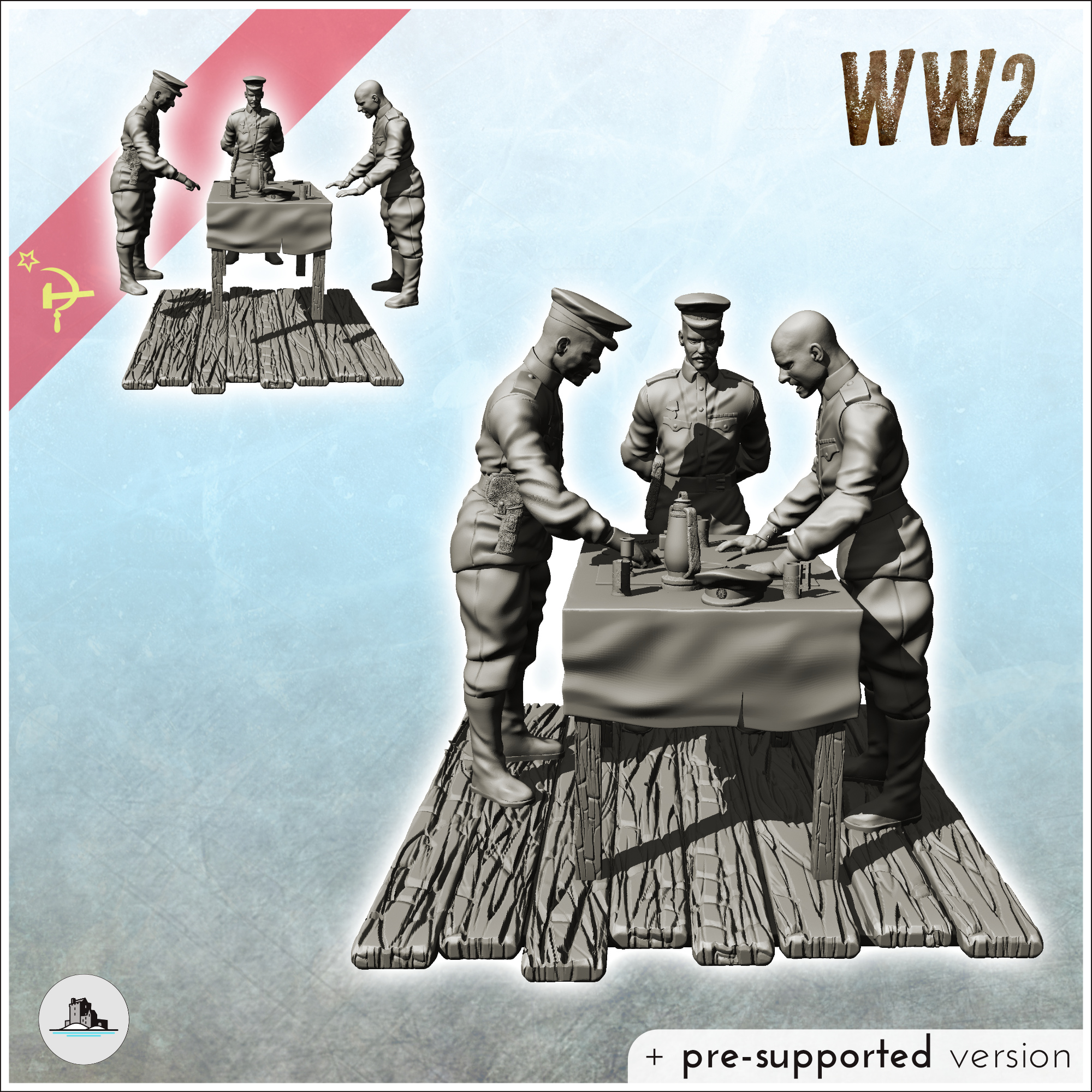 Meeting of Soviet generals around a wooden table (1) - WW2 | 3D models ...