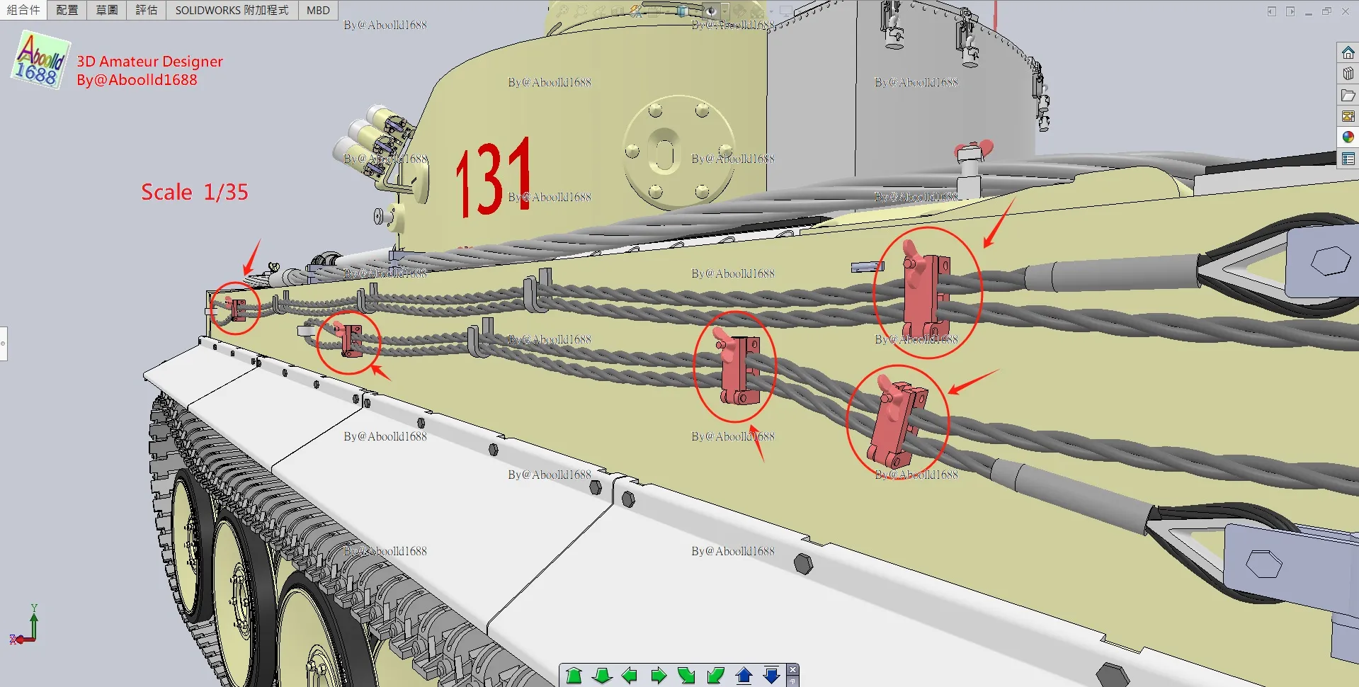 Vehicles & Machinery STL Download - Tiger tank side steel cable hook ...