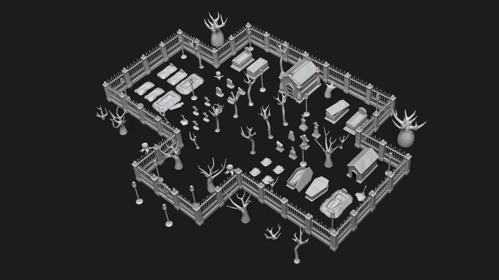 Board Games & Card Games STL Download - Modular Table RPG Cemetery Set ...