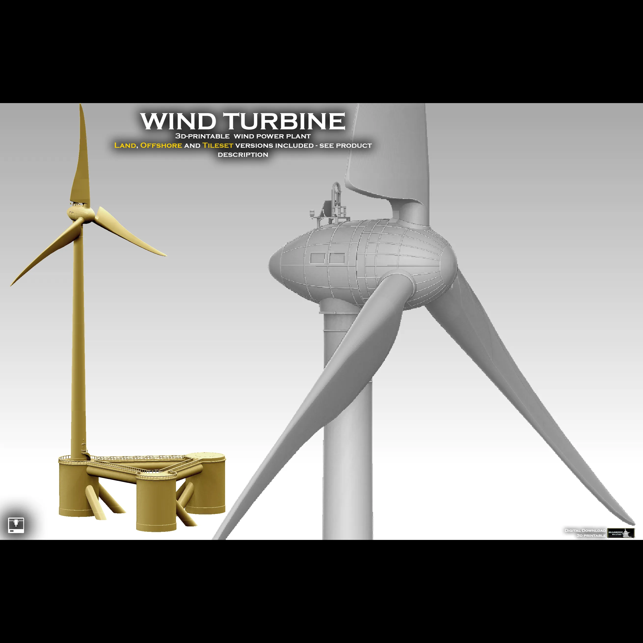 Props & Terrain STL Download - Wind Turbine Enerconby user2392712116