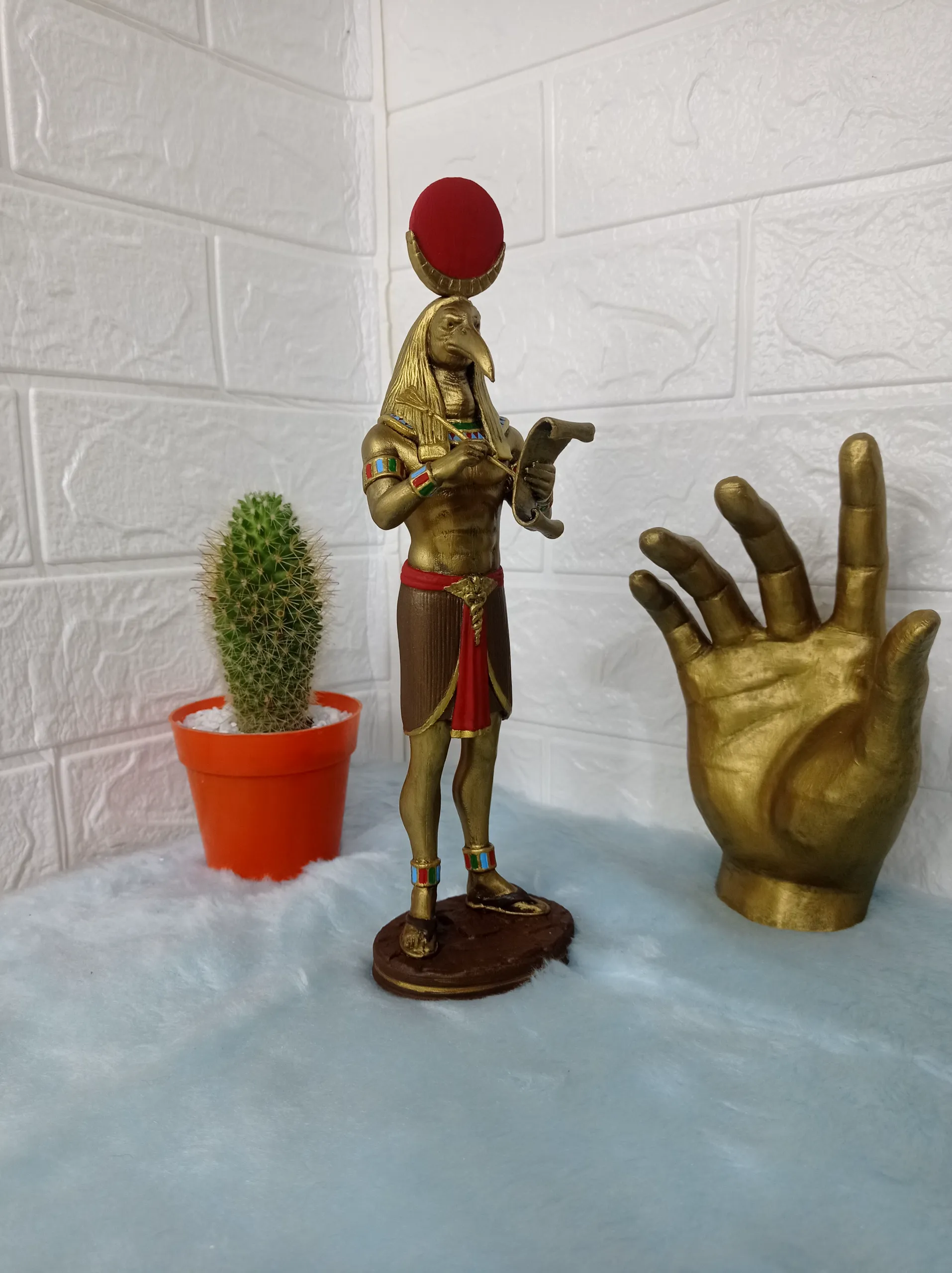 Thoth 3d model was printed on a creality ender 3, at 0.12mm per layer, printed with pla, painted ...