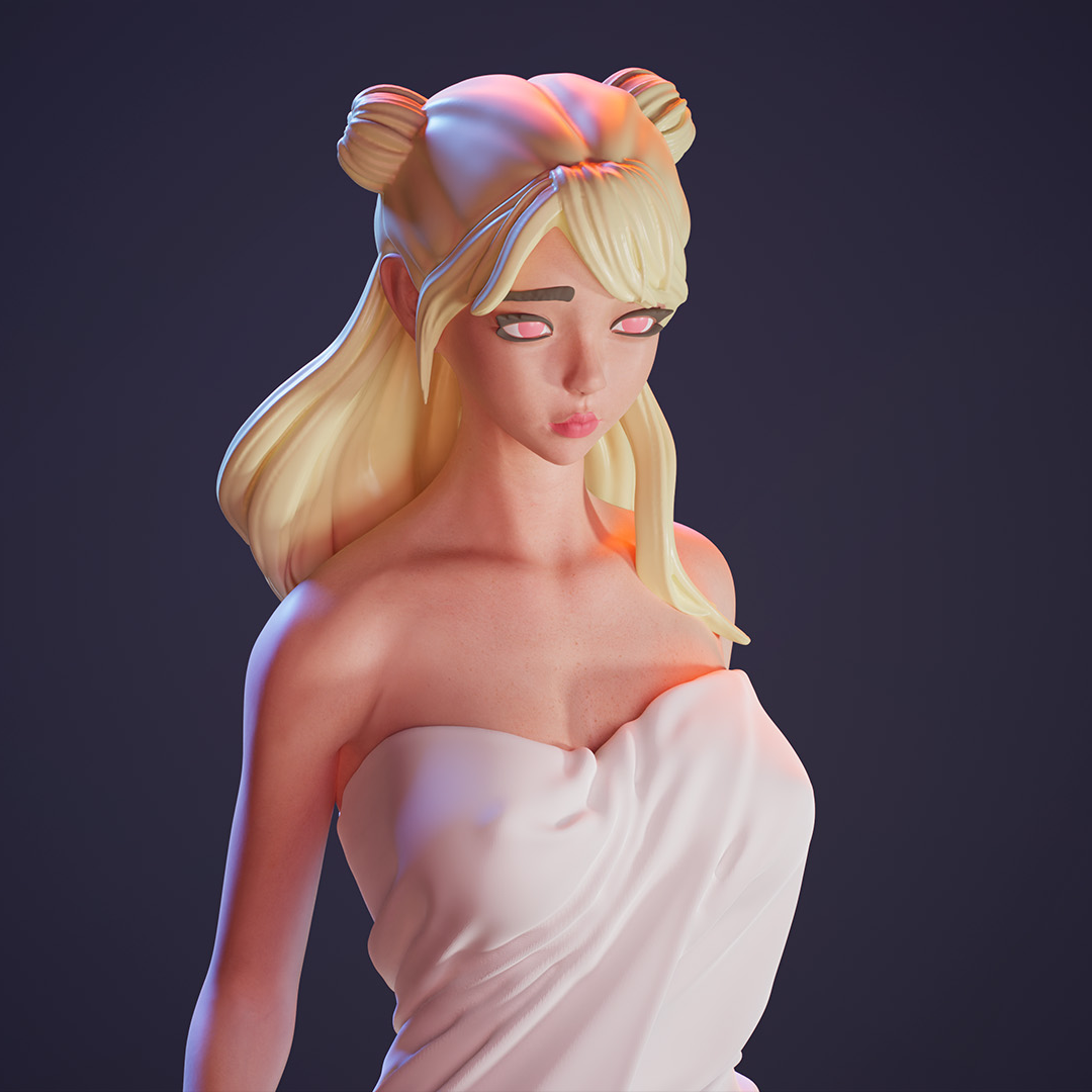 CUTE GIRL IN A TOWEL | 3D models download | Creality Cloud