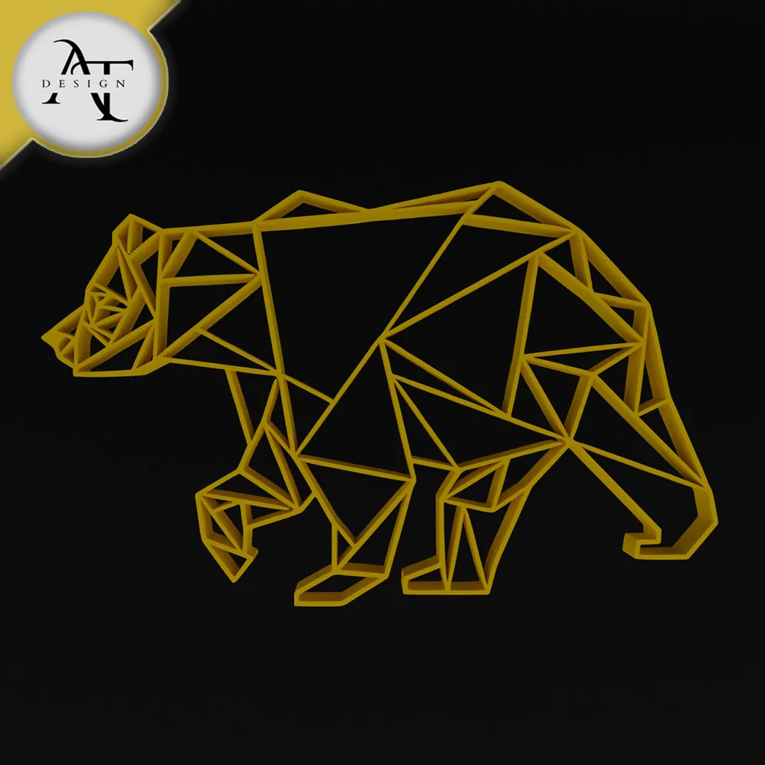 Home Decorations & Ornaments STL Download - Bear - Geometric - 2D Wall ...