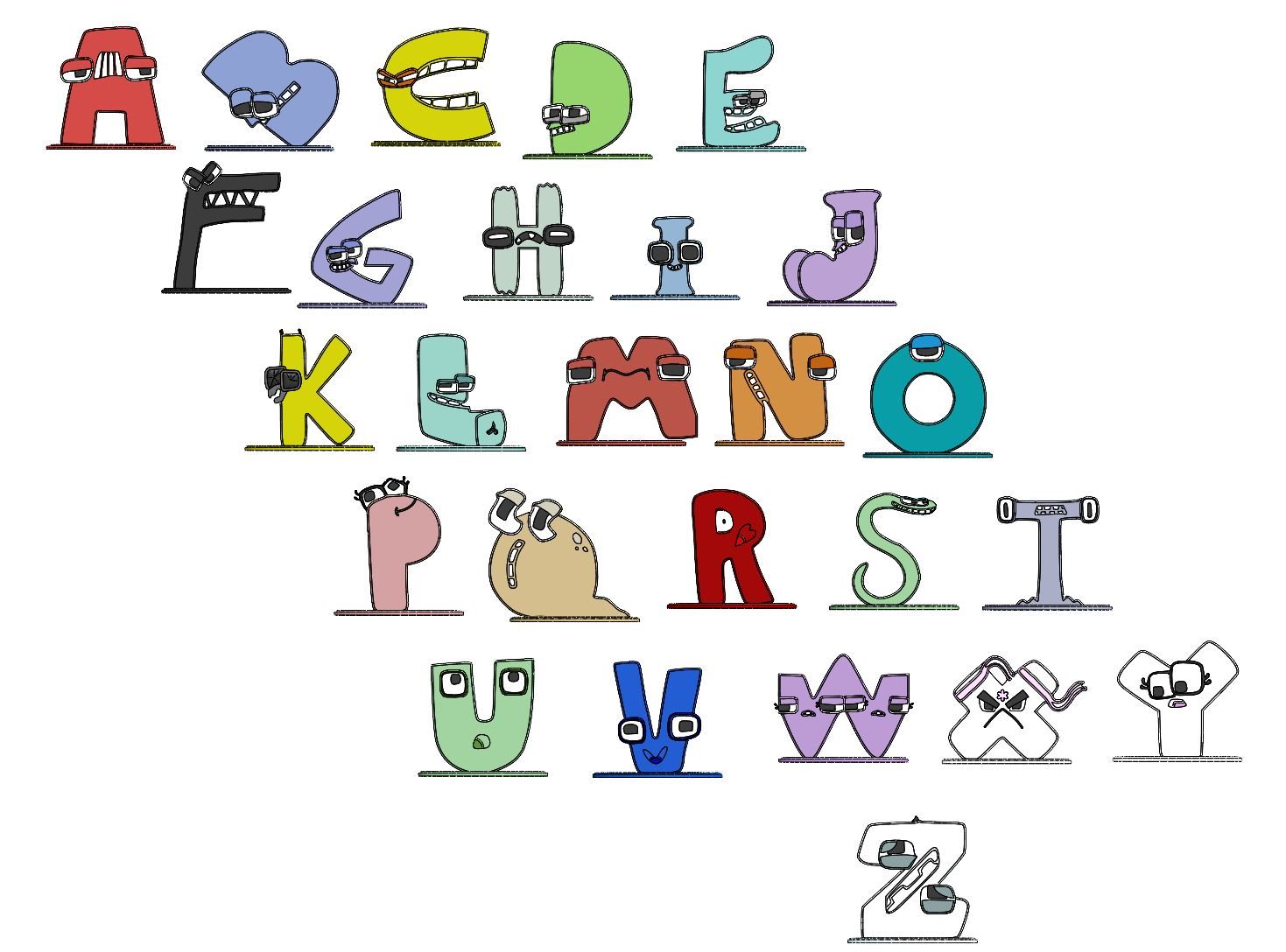 Alphabet Lore all 26 letters with and without base | 3D models download ...