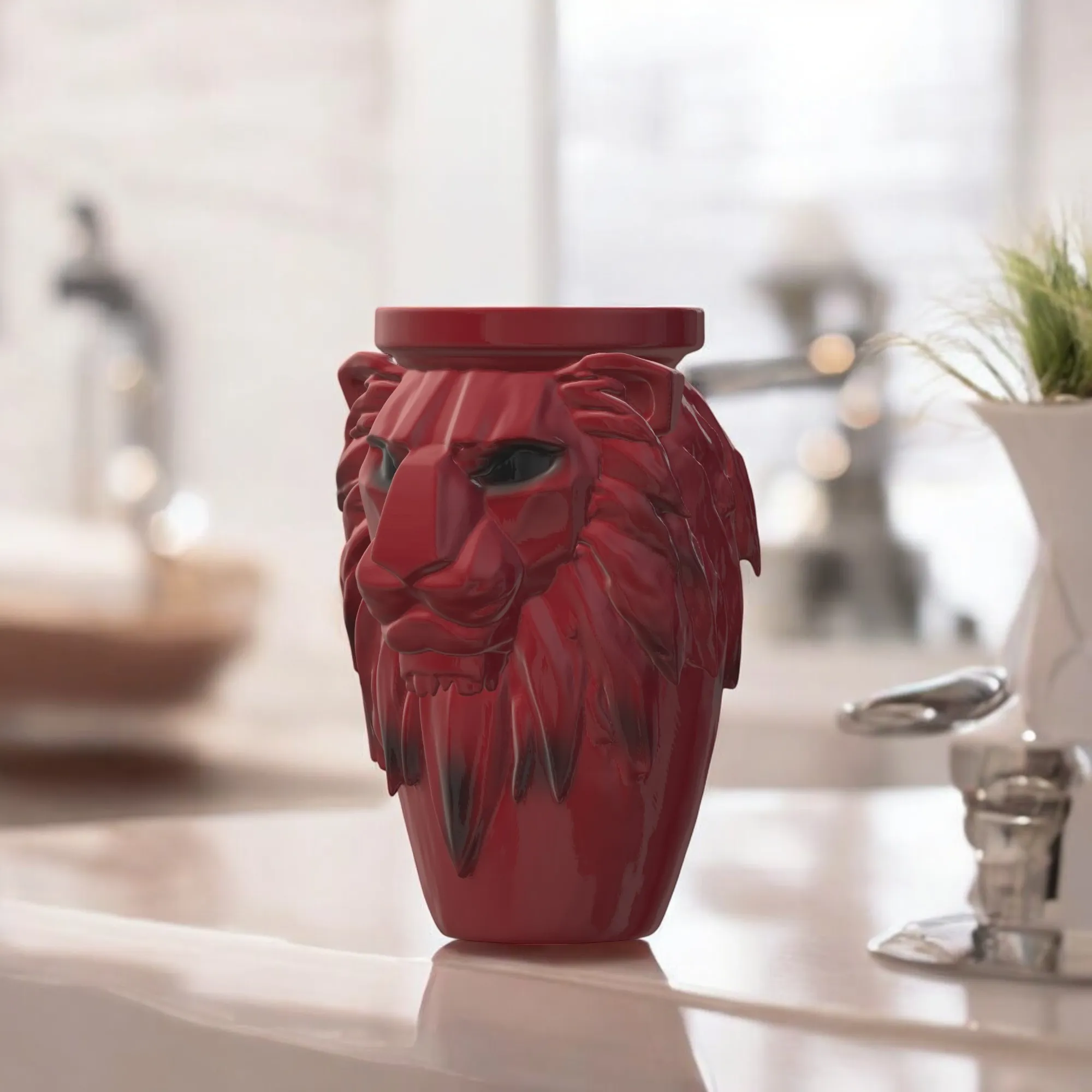 Home Decorations & Ornaments STL Download - Lion Vase - Modern ...