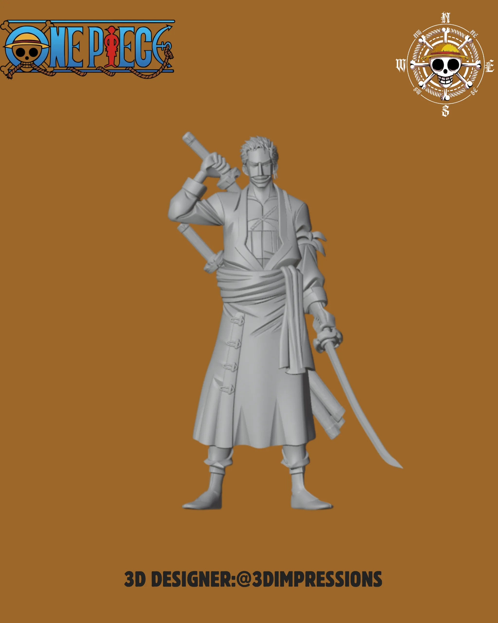 Characters & Creatures STL Download - Roronoa Zoro One Pieceby 3DImpresions