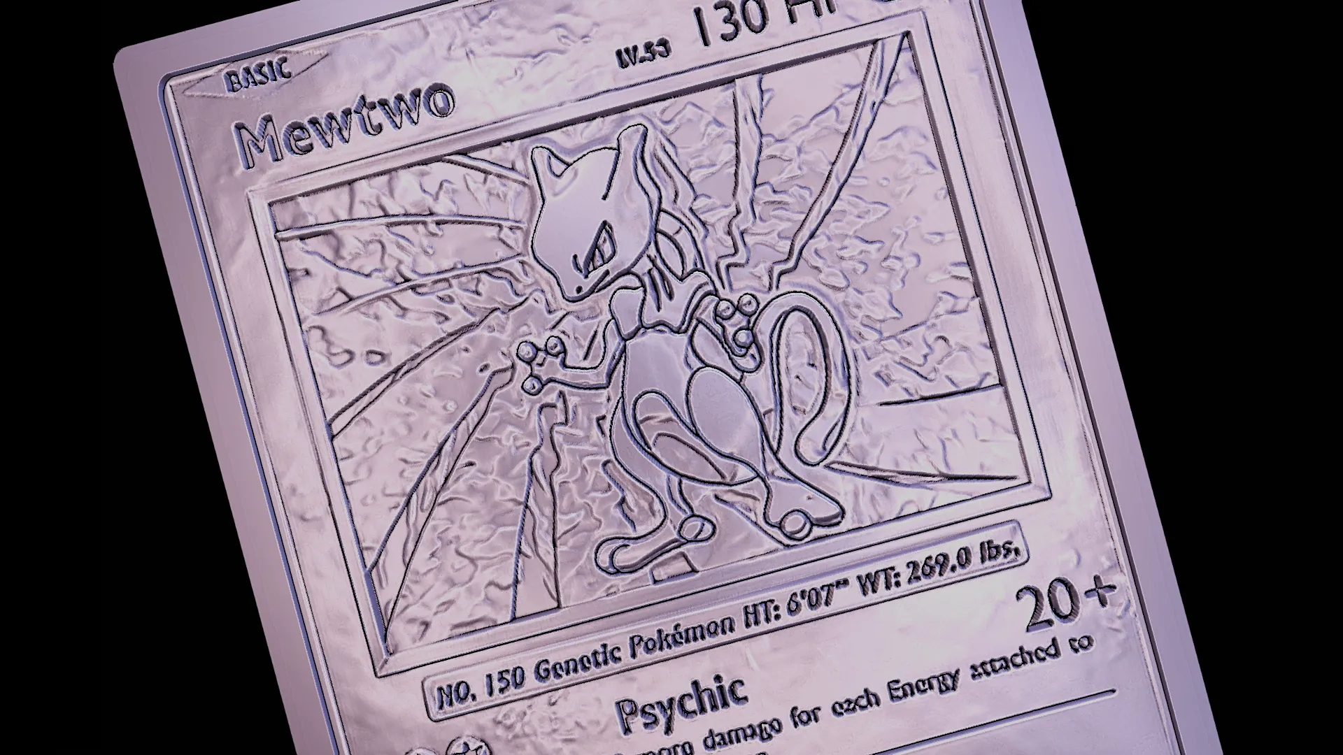 Board Games & Card Games STL Download - Mewtwo Pokemon cardby Jlo3d