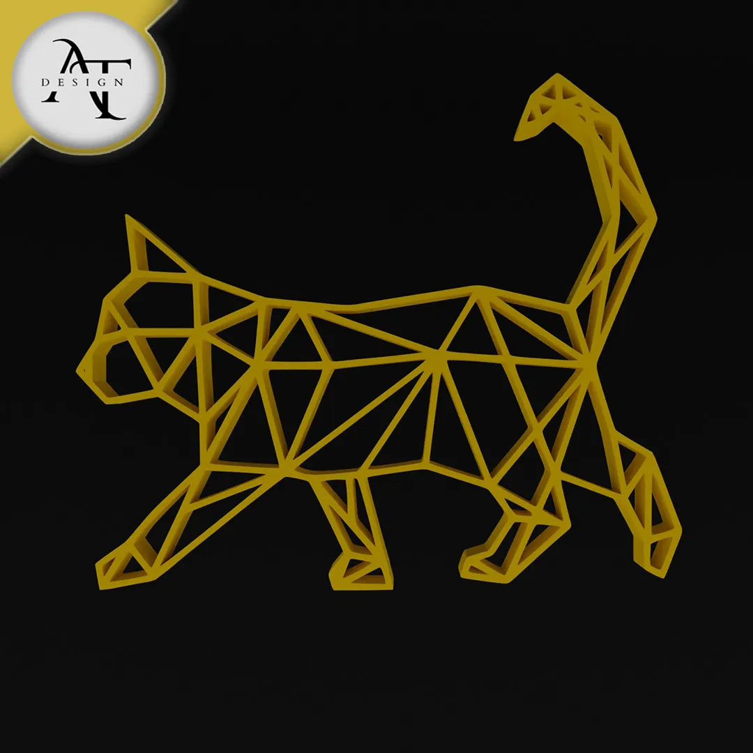 3D Printer Files | 3MF File | Cat - Geometric - 2D Wall Art Decor ...