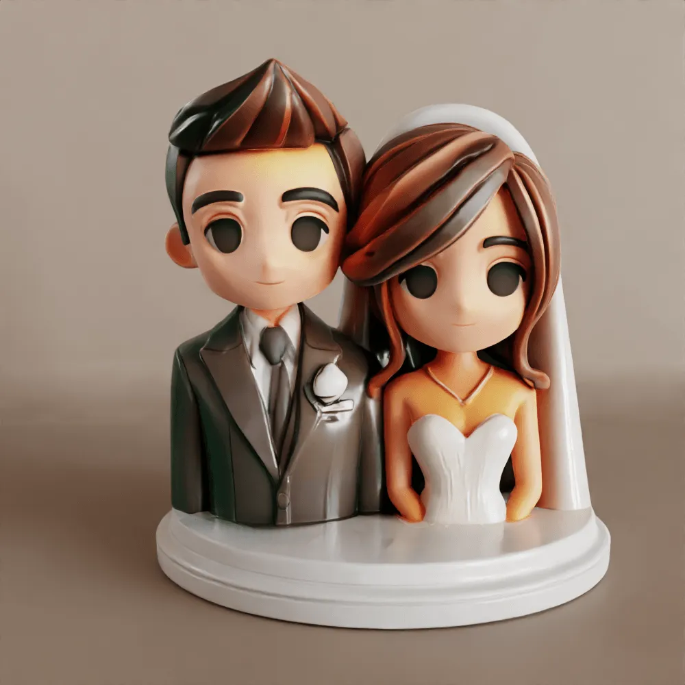 Sculptures & Artworks STL Download - Cute Wedding Couple Statue – 3D ...