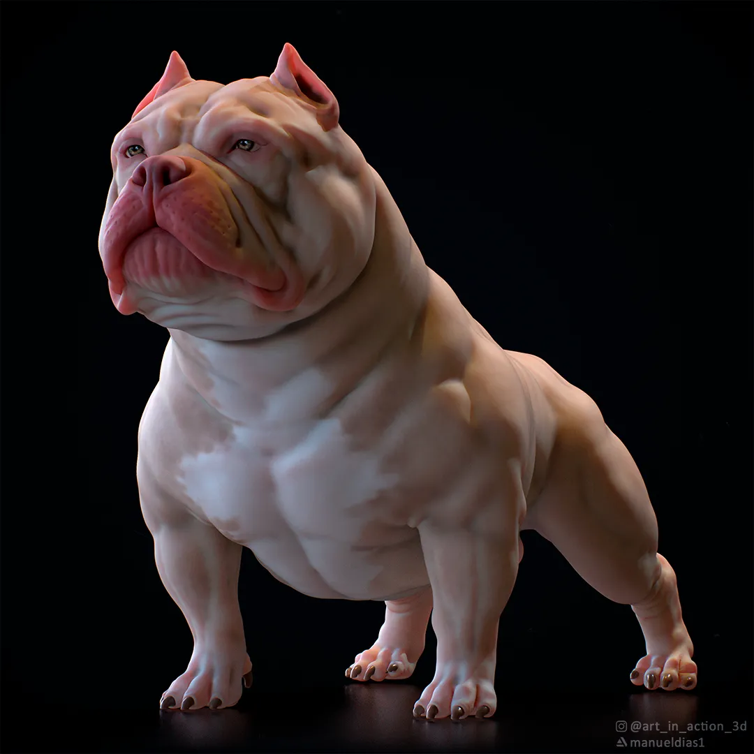 Characters & Creatures STL Descarga - Dog American Bully - Art_In_Action_3d