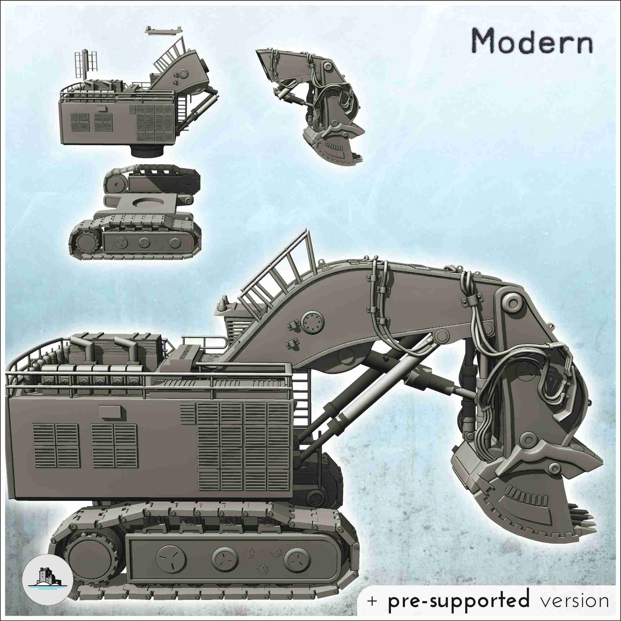 Mining backhoe with large bucket and tracks (11) - scenery w | 3D ...