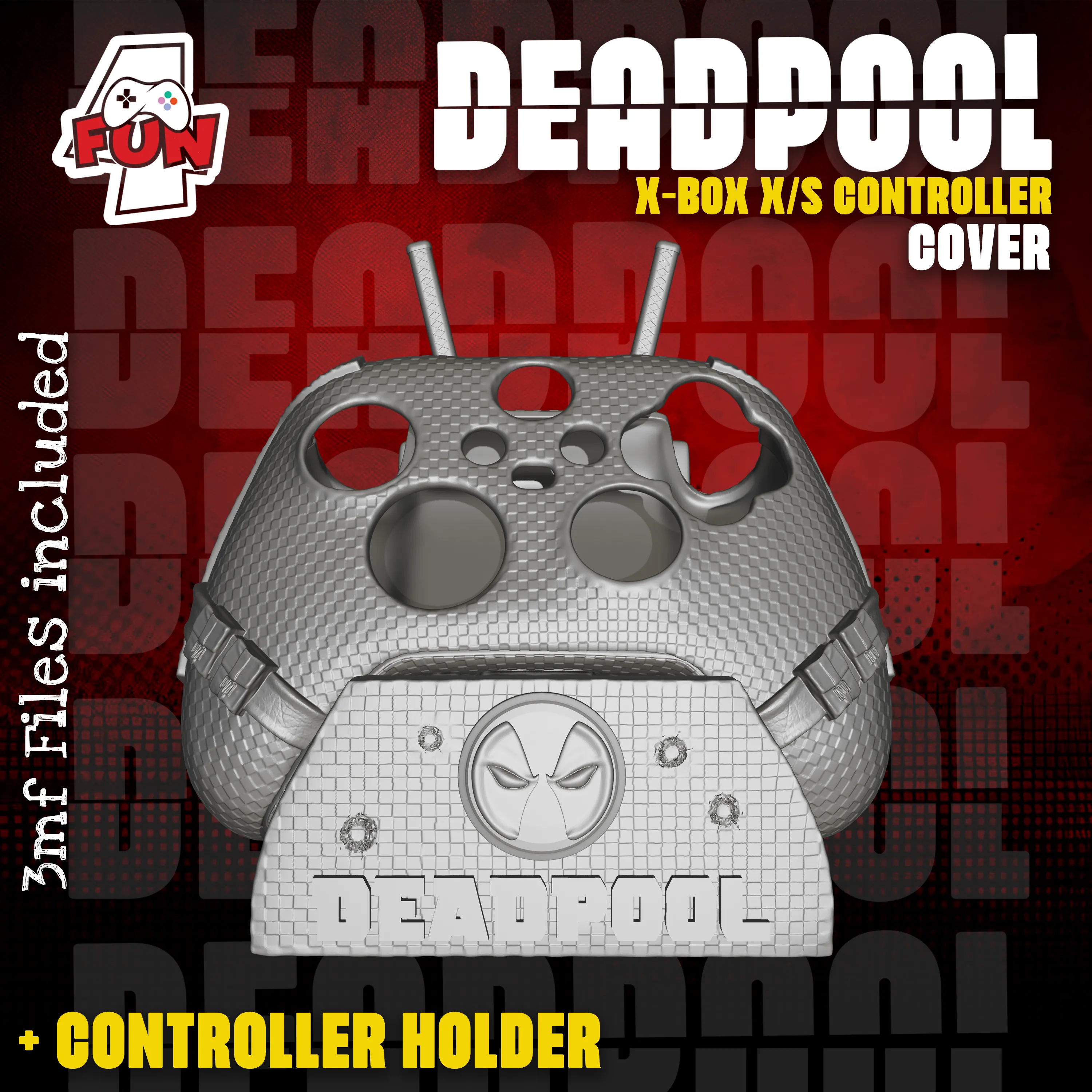 Deadpool Xbox Controller PLUS HOLDER FOR CONTROLLER (Fanart) | 3D ...