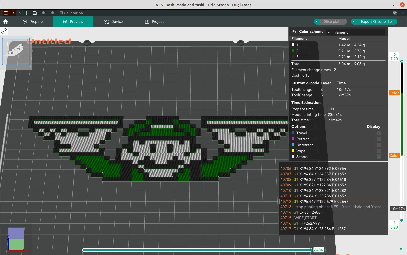 Yoshi Mario and Yoshi - Luigi Front, with 4 filament change | 3D models ...