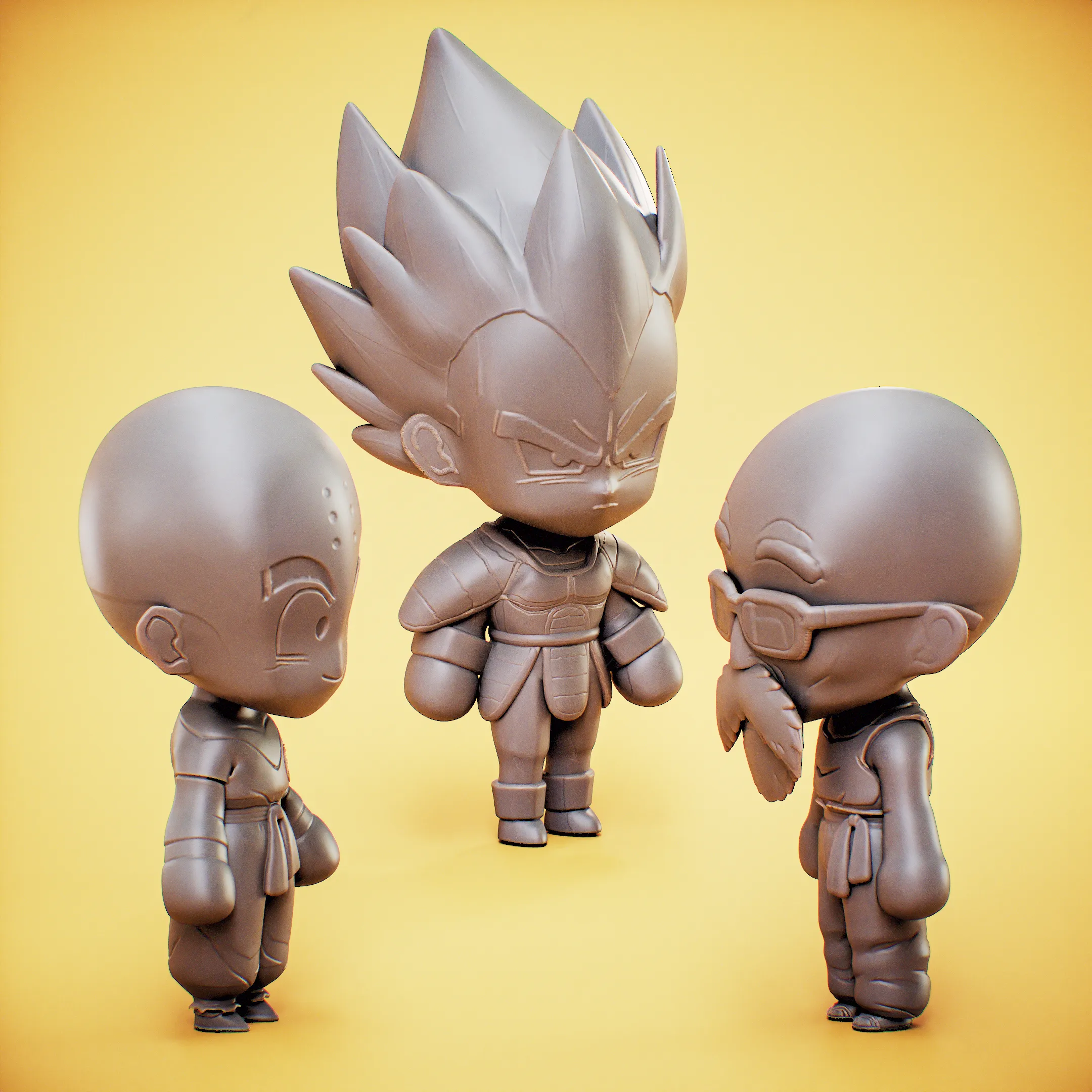 Characters & Creatures STL Download - Vegeta Krillin y Master Roshi ...