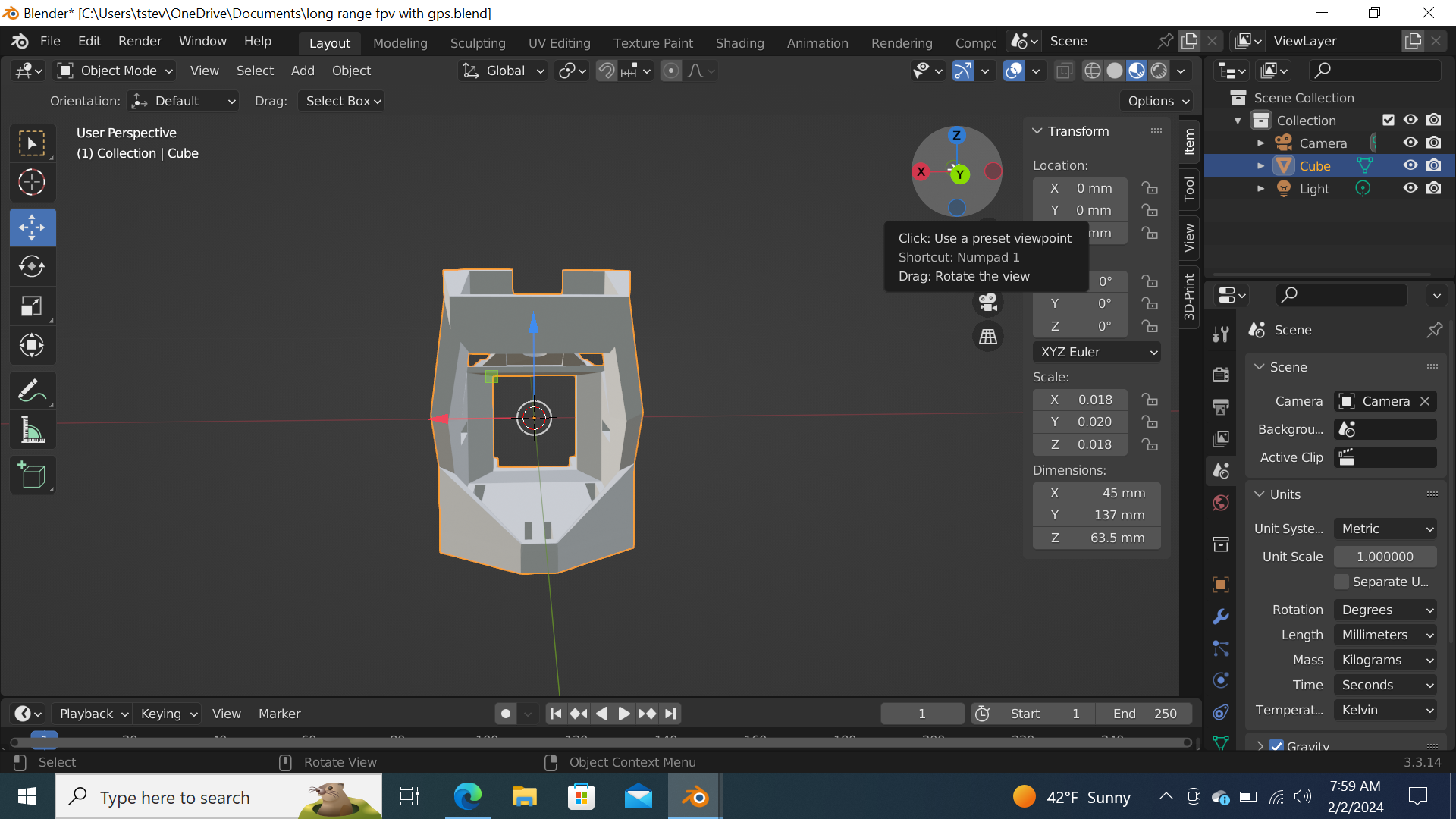 long range fpv and gps mount | 3D models download | Creality Cloud