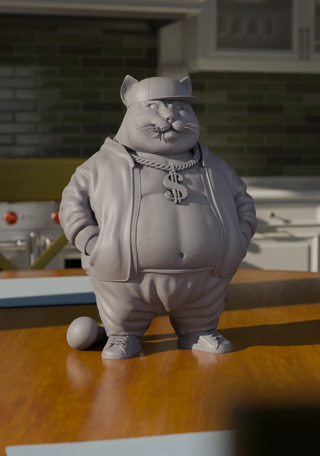 Characters & Creatures STL Download - FAT RAPPER CATby MirDraft