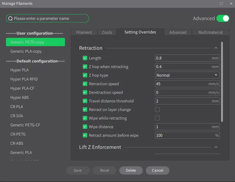 Hello, I can't find the enable travel retraction in new Creality Slicer ...