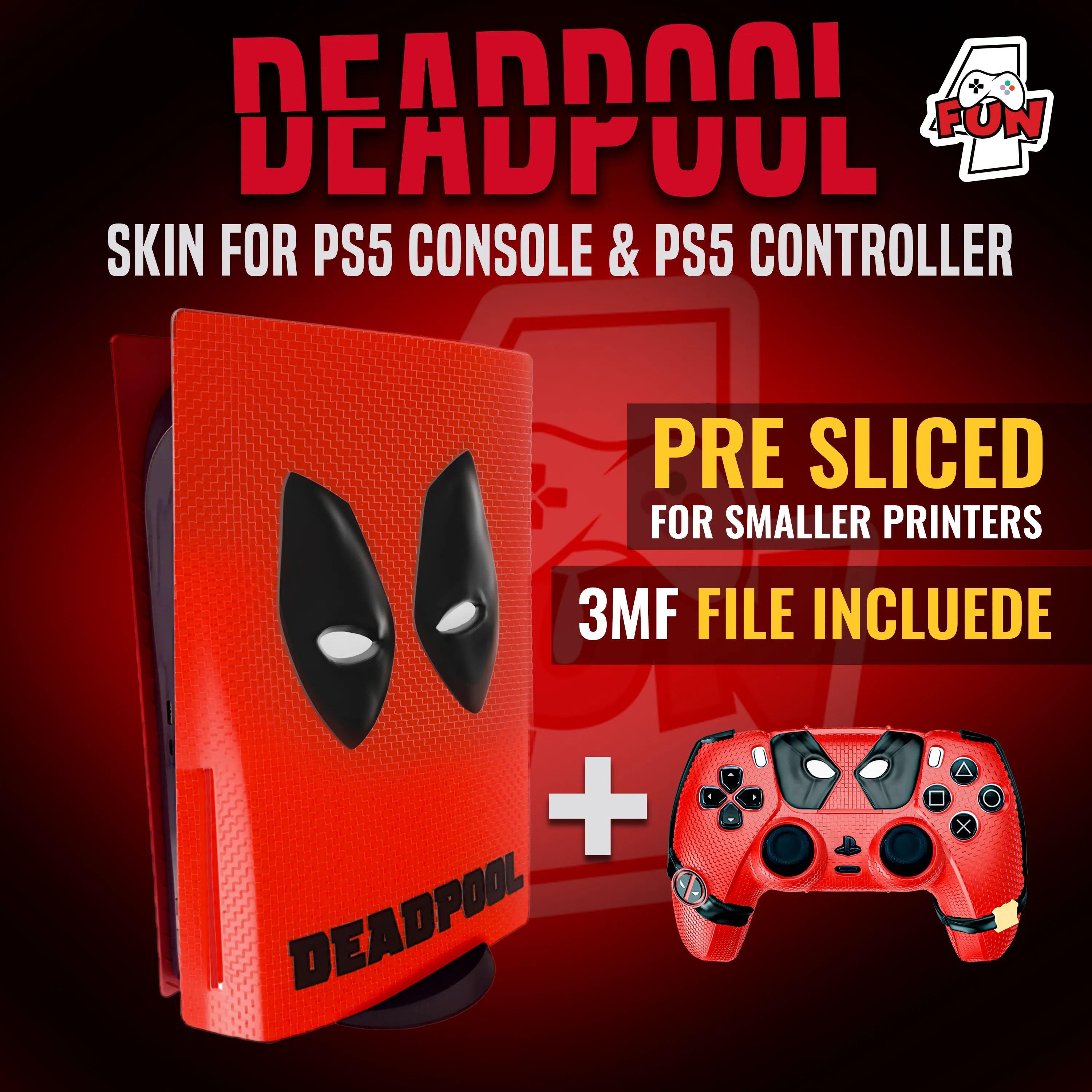 Other STL Download - PS5 Controller & PS5 Cover for console / Deadpool ...