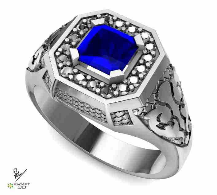 Ring With Ornate Gems and leather for Men 3D print model | 3D models ...
