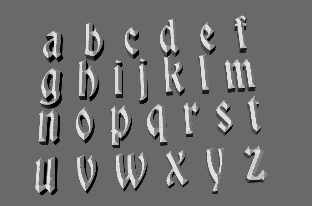 Digital Art STL Download - Font alphabet Letters Legendary styleby ...