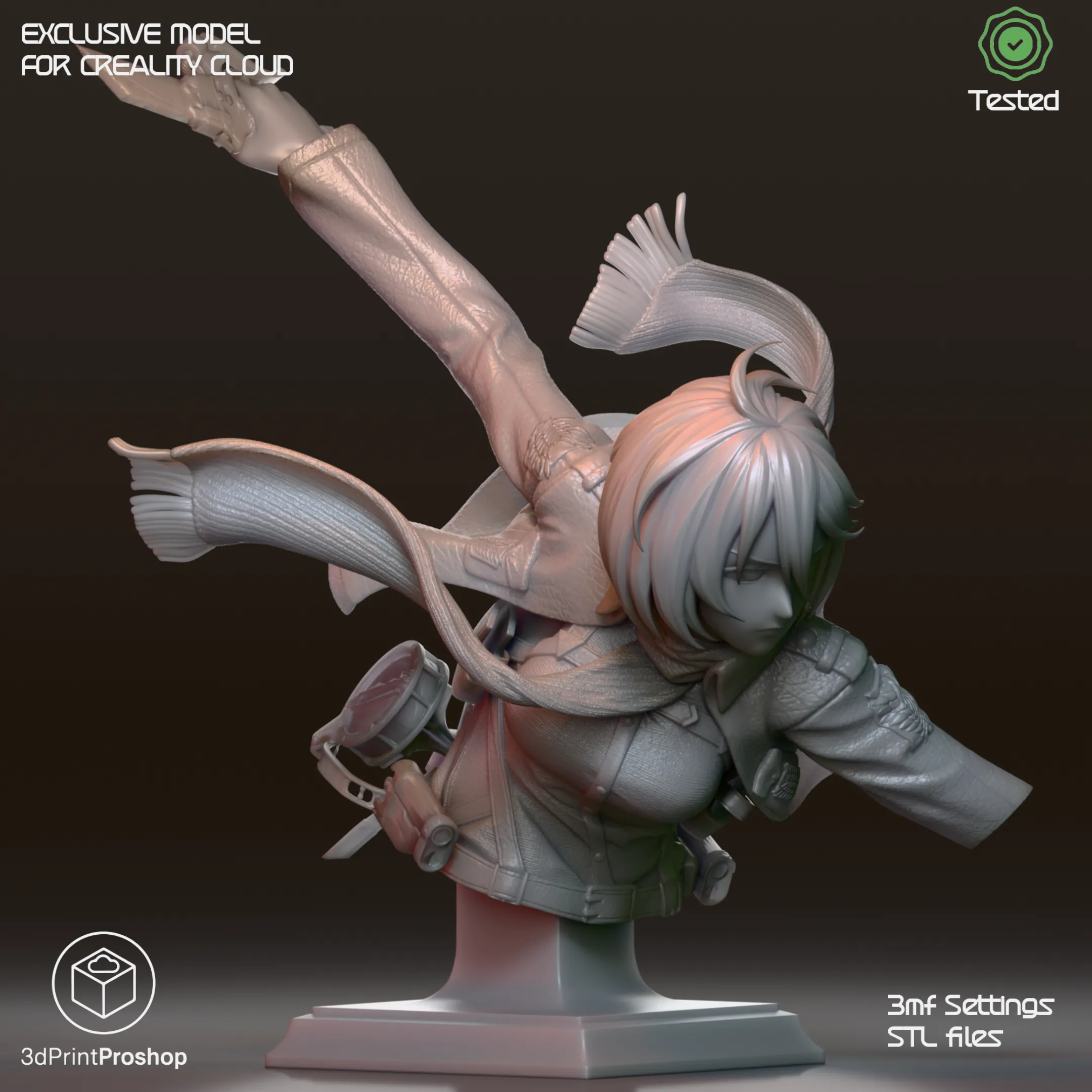 Archivos de impresora 3D | Archivo 3MF | ⚔️ Mikasa Bust Attack on Titan – 3D Printable Fan Art 🧣 ...