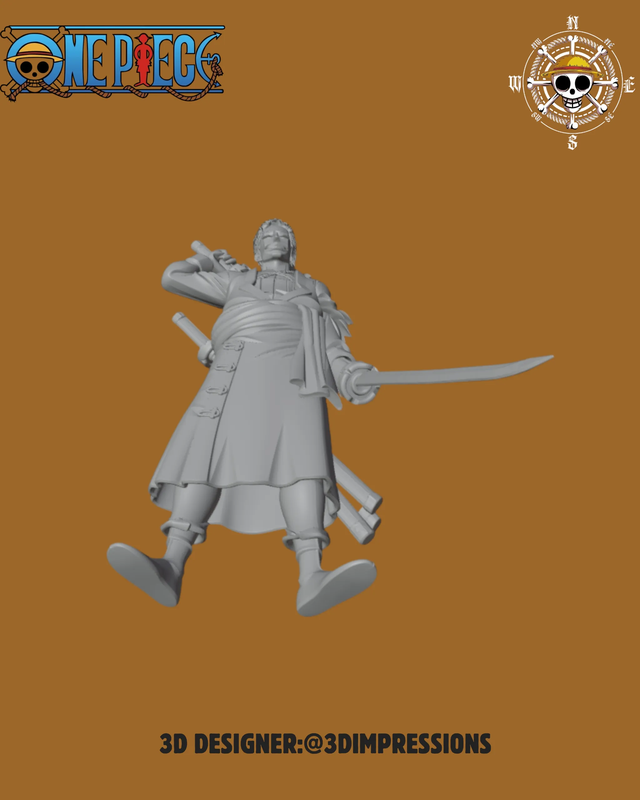 Characters & Creatures STL Download - Roronoa Zoro One Pieceby 3DImpresions