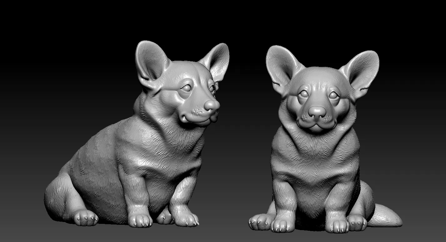 Characters & Creatures STL Download - Pembroke Welsh Corgi sitting13 ...