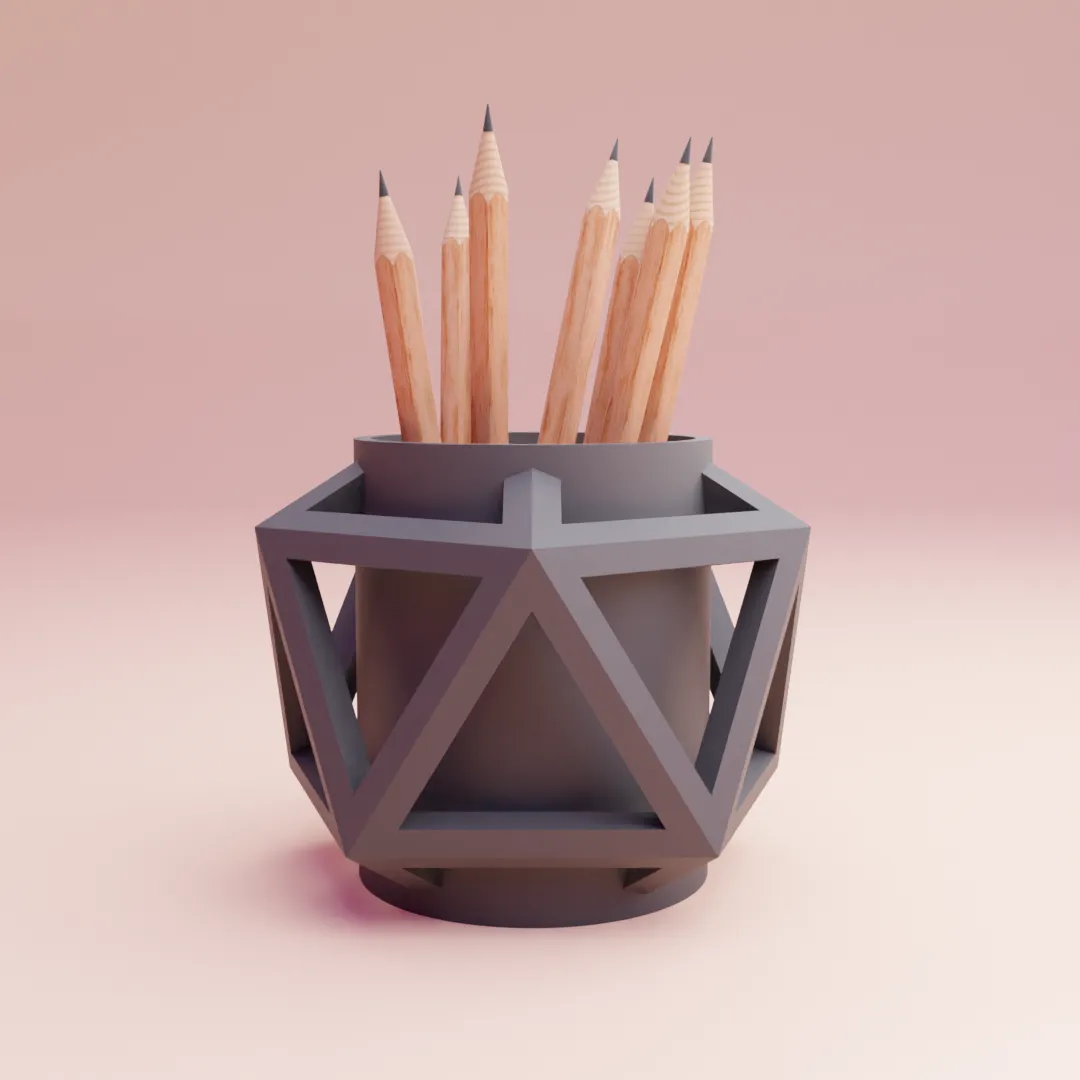 pencil holder desk organizer geometric icosahedron | Descărcare modele ...