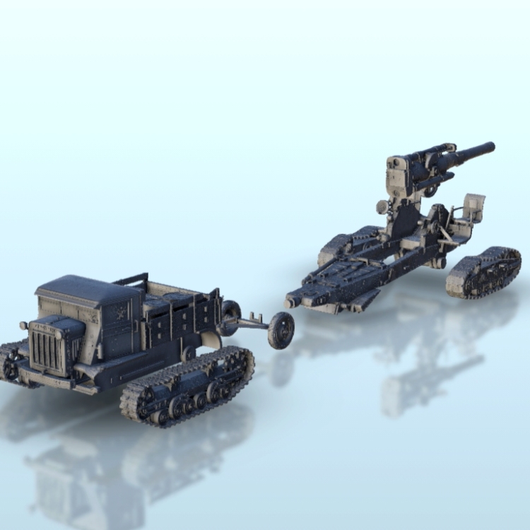 B-4 203mm howitzer M1931 and Stalinec-2 transport truck