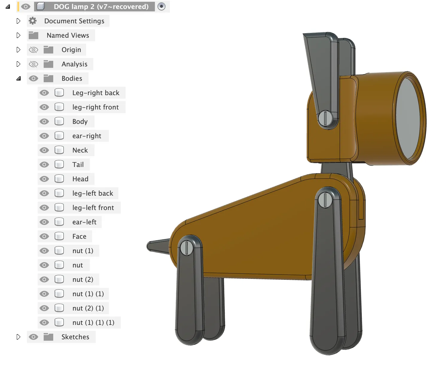 3D Printer Files | 3MF File | Posable Dog Lamp | Creality Cloud