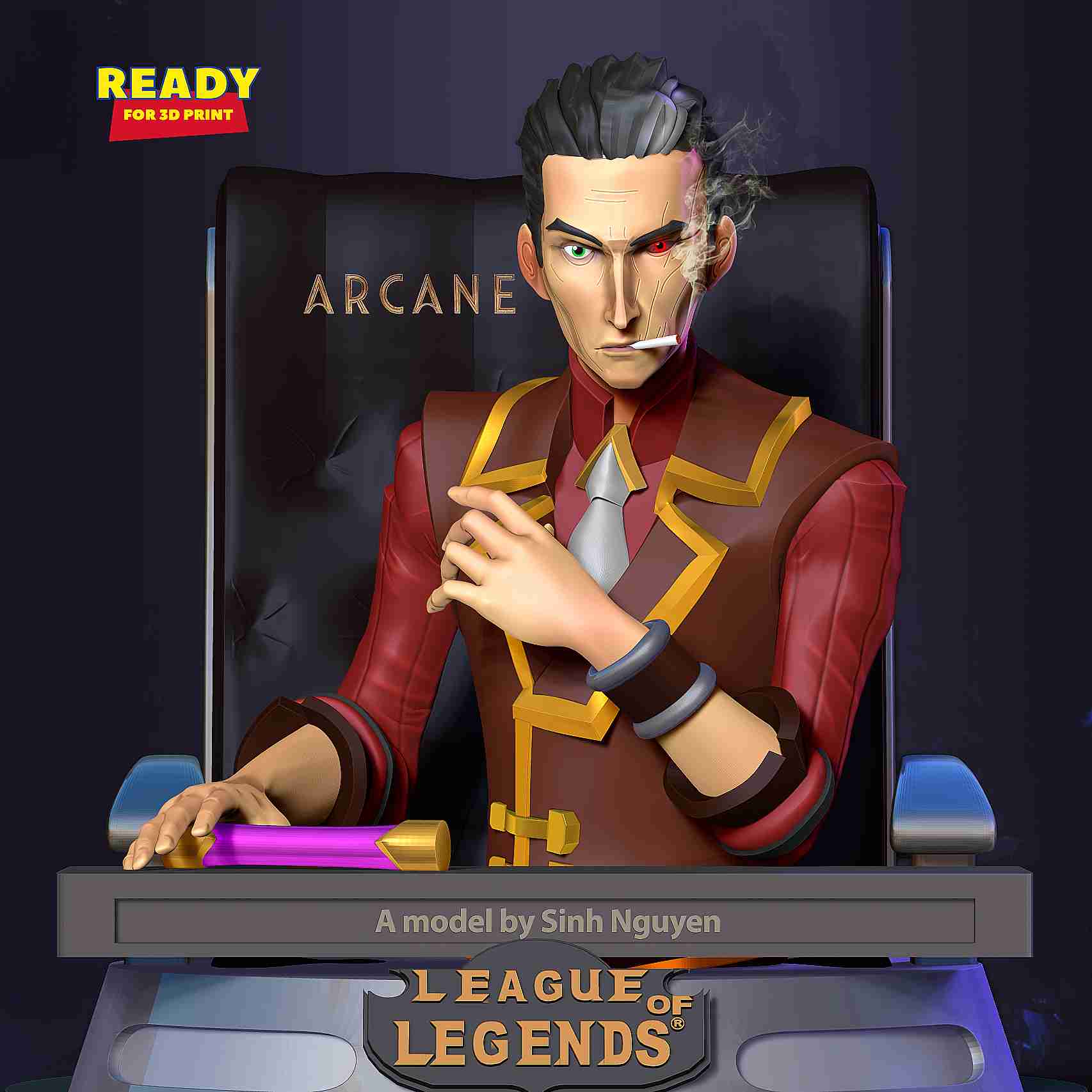 Silco bust - Arcane Fanart | 3D-Modelle herunterladen | Creality Cloud