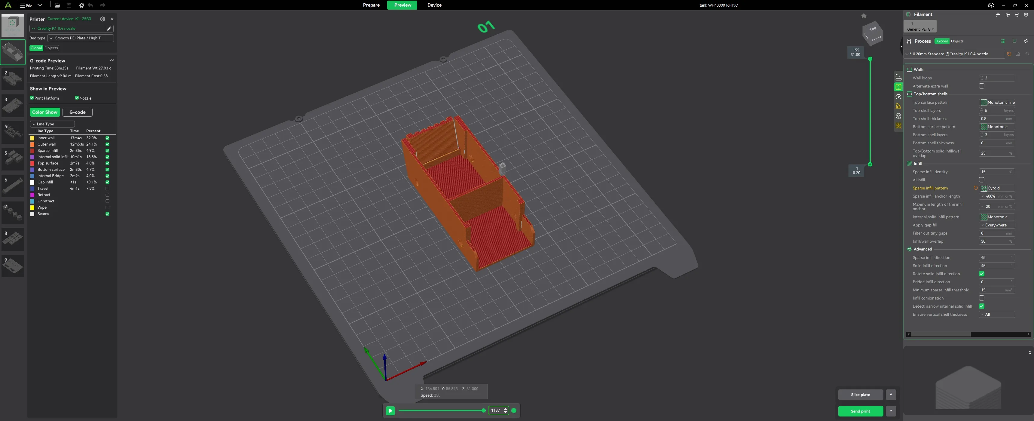 3D Printer Files | 3MF File | Mars Pattern Rhino | Creality Cloud