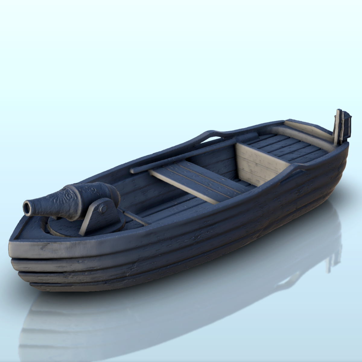 Paddle boat with powder cannon (1) - scenery medieval miniat | 3D ...