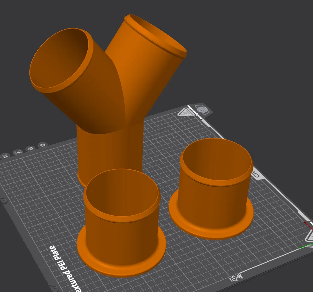 3D Printer Files | 3MF File | 4 Inch Y Pipe with 4 Inch Adapters for K2 ...