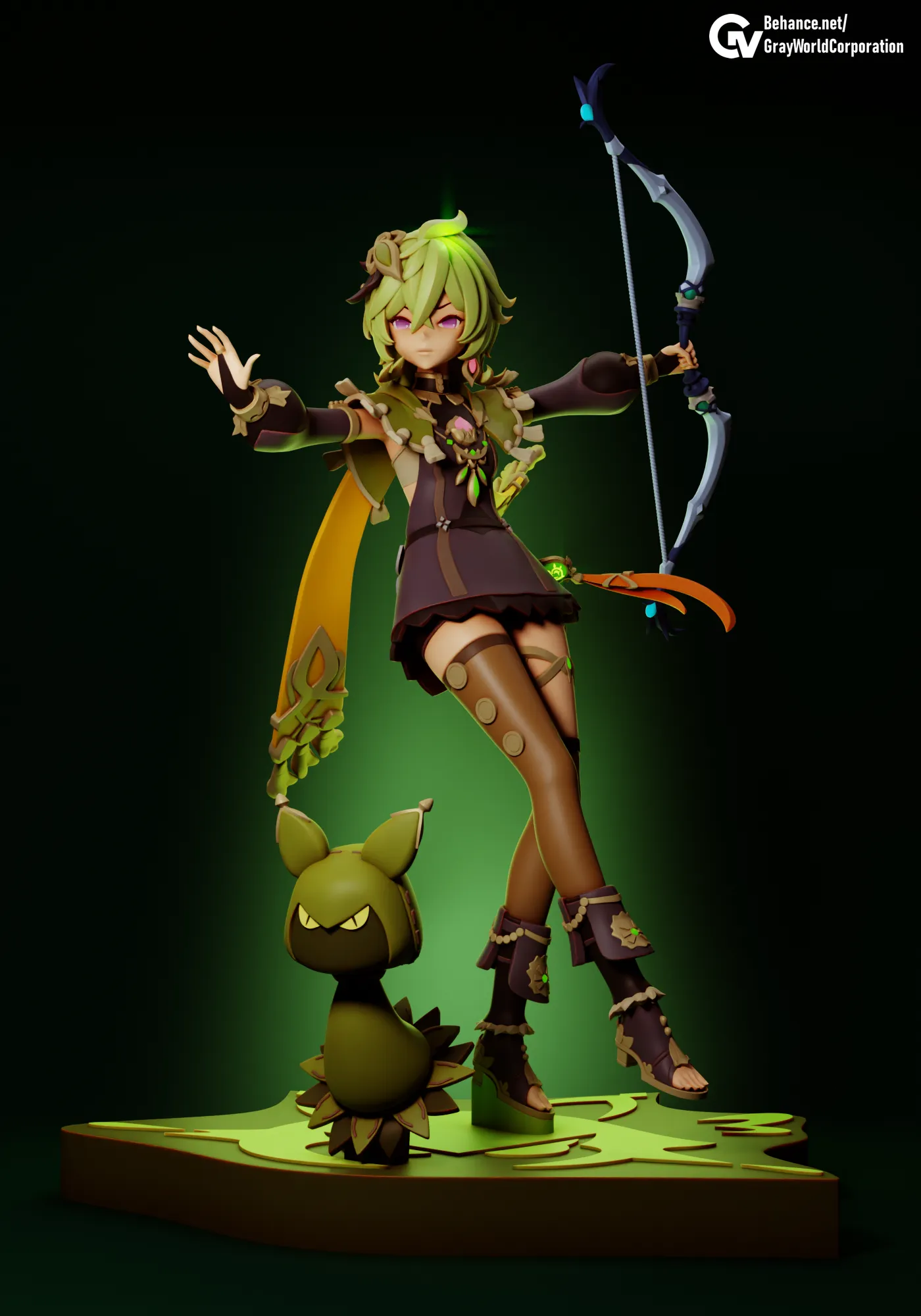 Characters & Creatures STL Download - Collei With Bow | Genshin ...